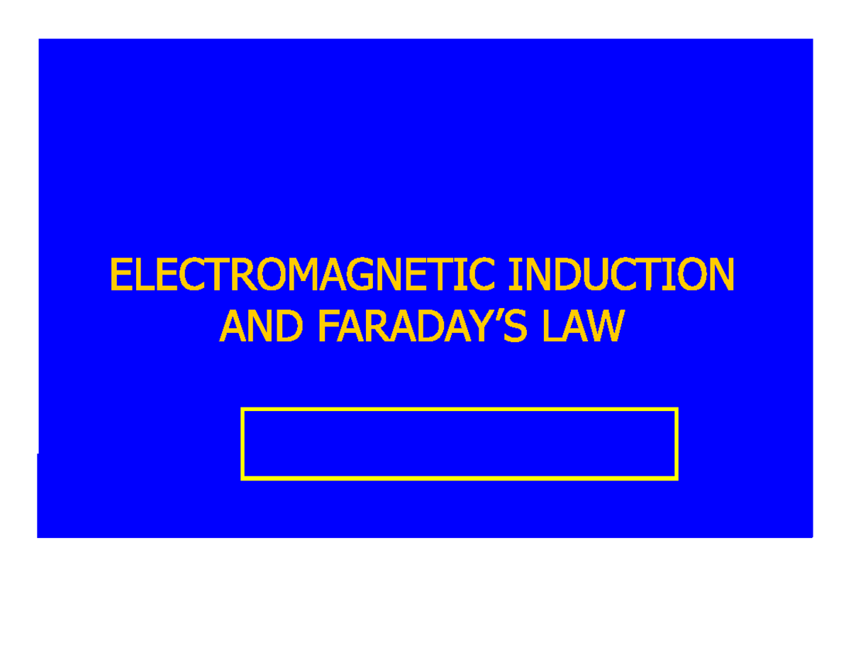 EMI and Faraday's Law: Understanding Magnetic Flux and Induction - Studocu