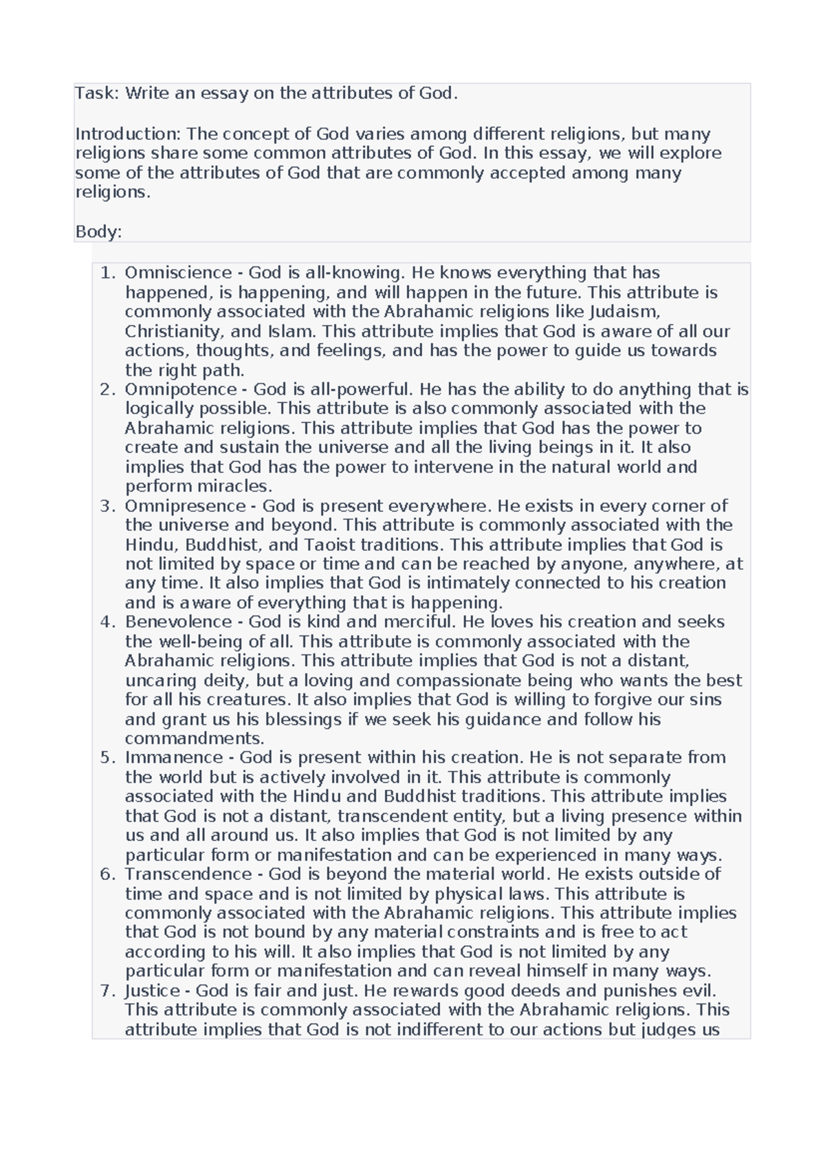 Attributes of God: A Comprehensive Essay on Divine Qualities - Studocu