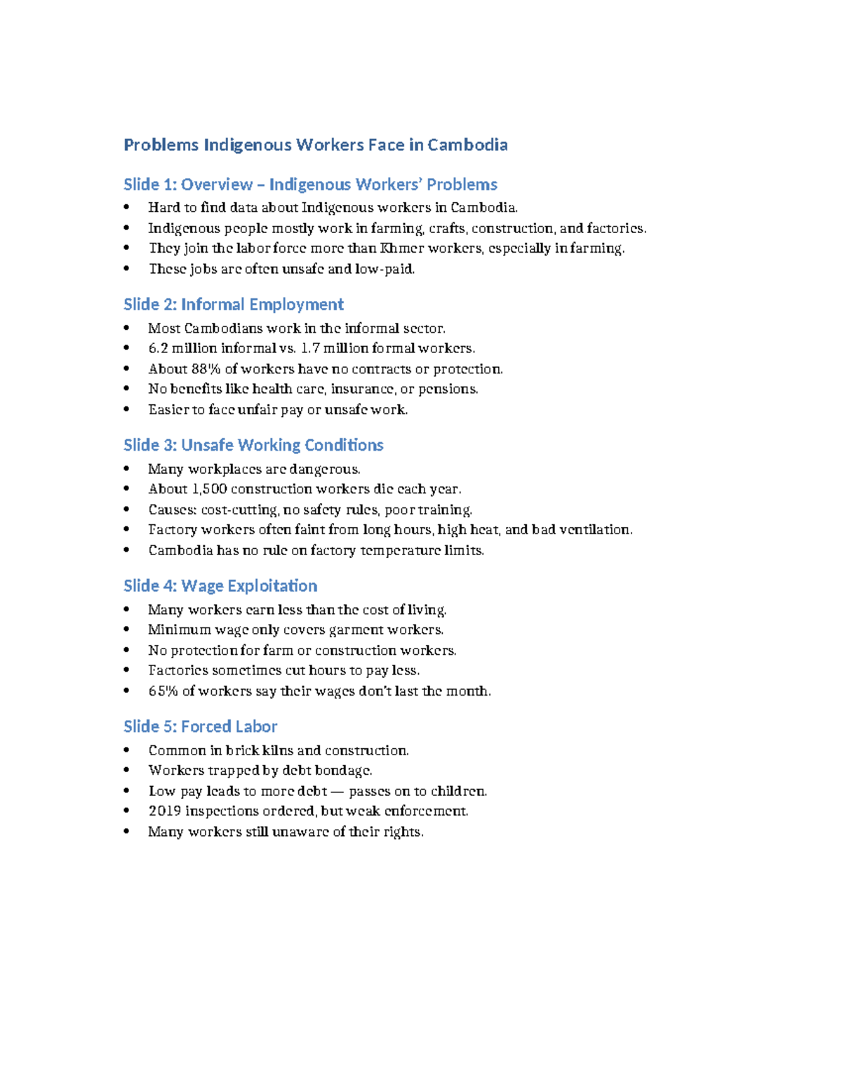 Challenges Faced by Indigenous Workers in Cambodia: An Overview - Studocu