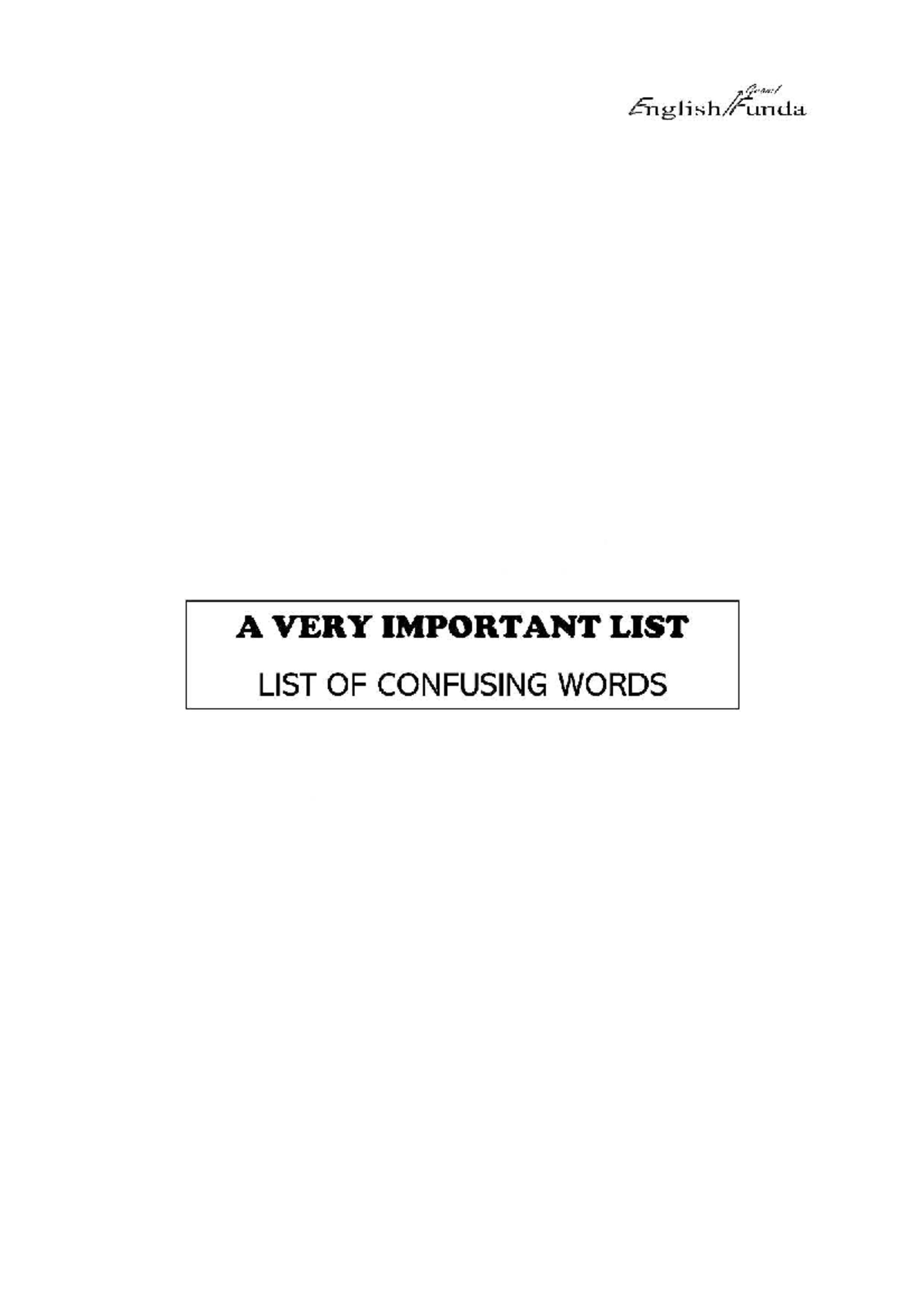 List of Confusing Words for CUET Preparation - Studocu