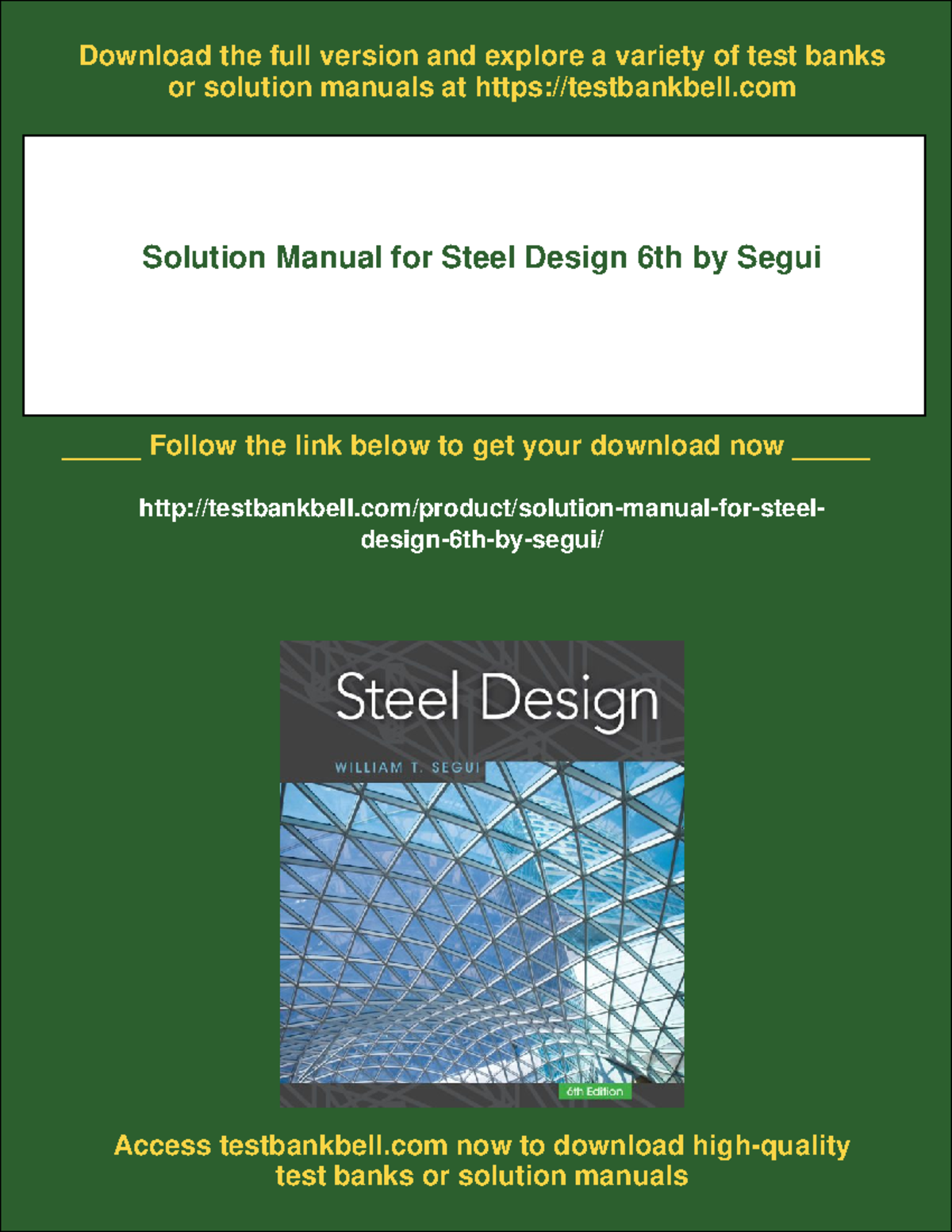 Solution Manual for Steel Design 6th Edition by Segui - Download Now ...