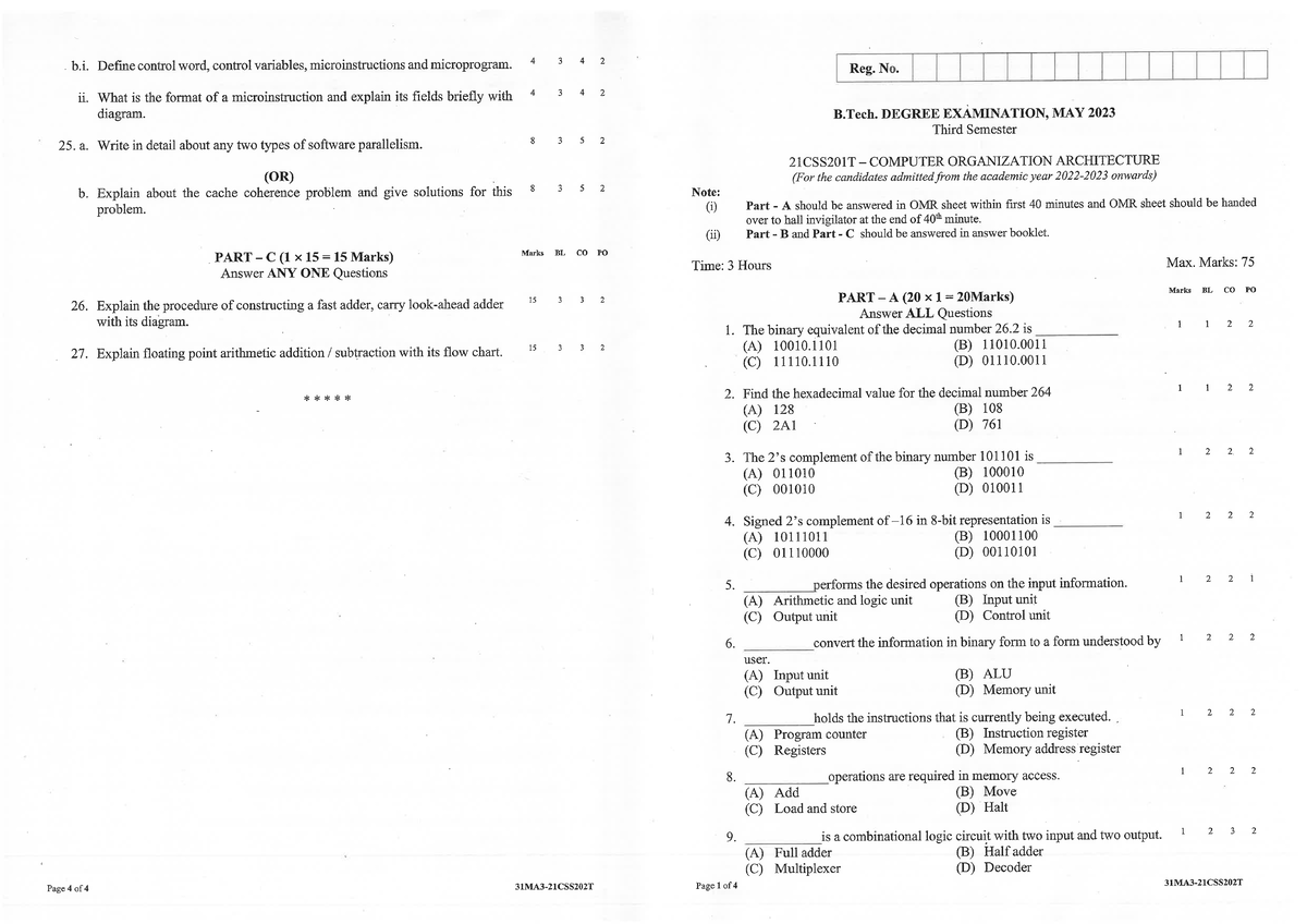 21CSS201T - Sample Question Paper for Upcoming Exam - Studocu