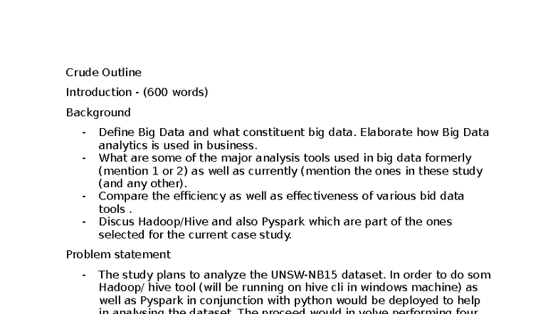 Big Data Analysis Tools: A Comprehensive Study Outline - Studocu