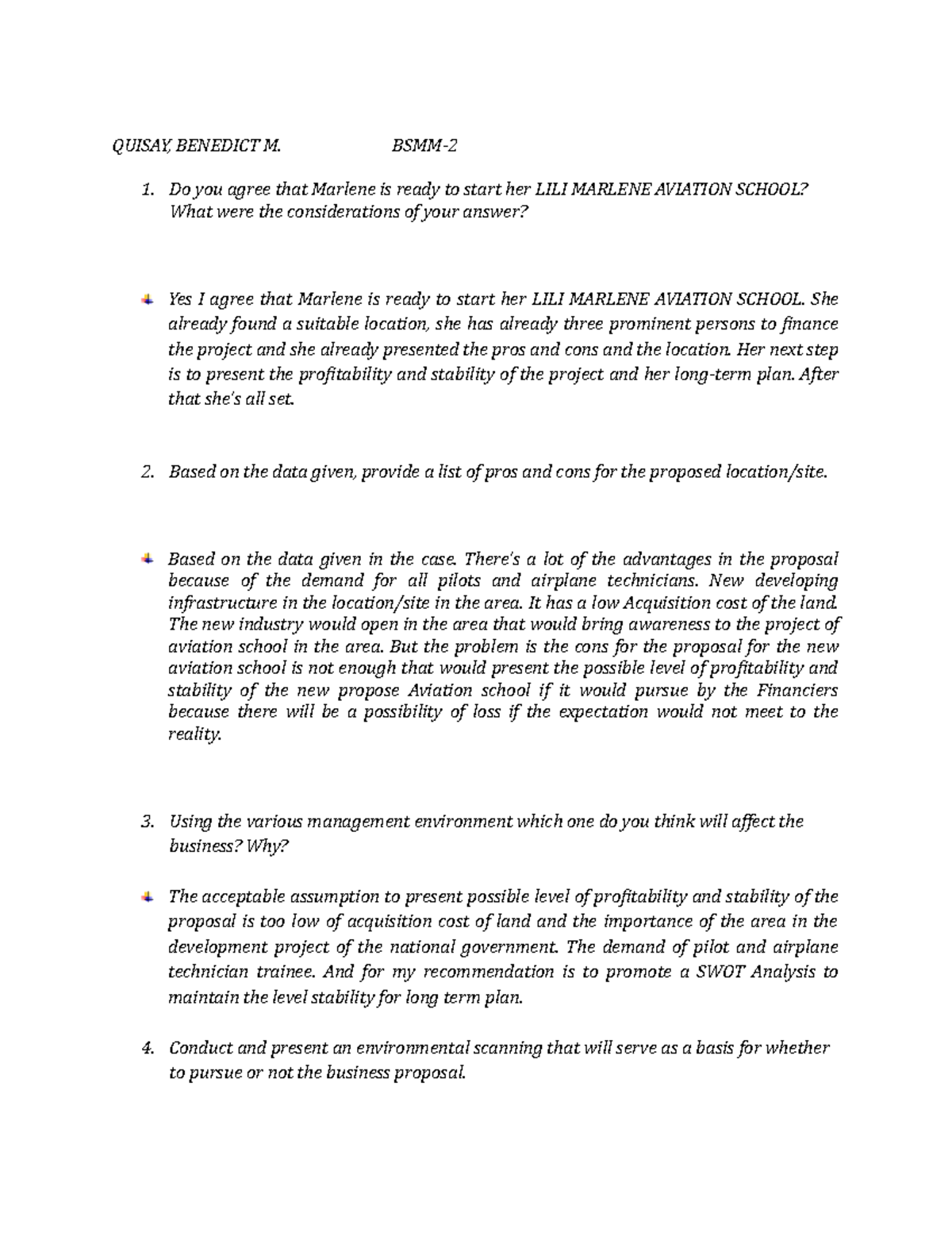 Assignment Brorman - QUISAY, BENEDICT M. BSMM- Do you agree that ...