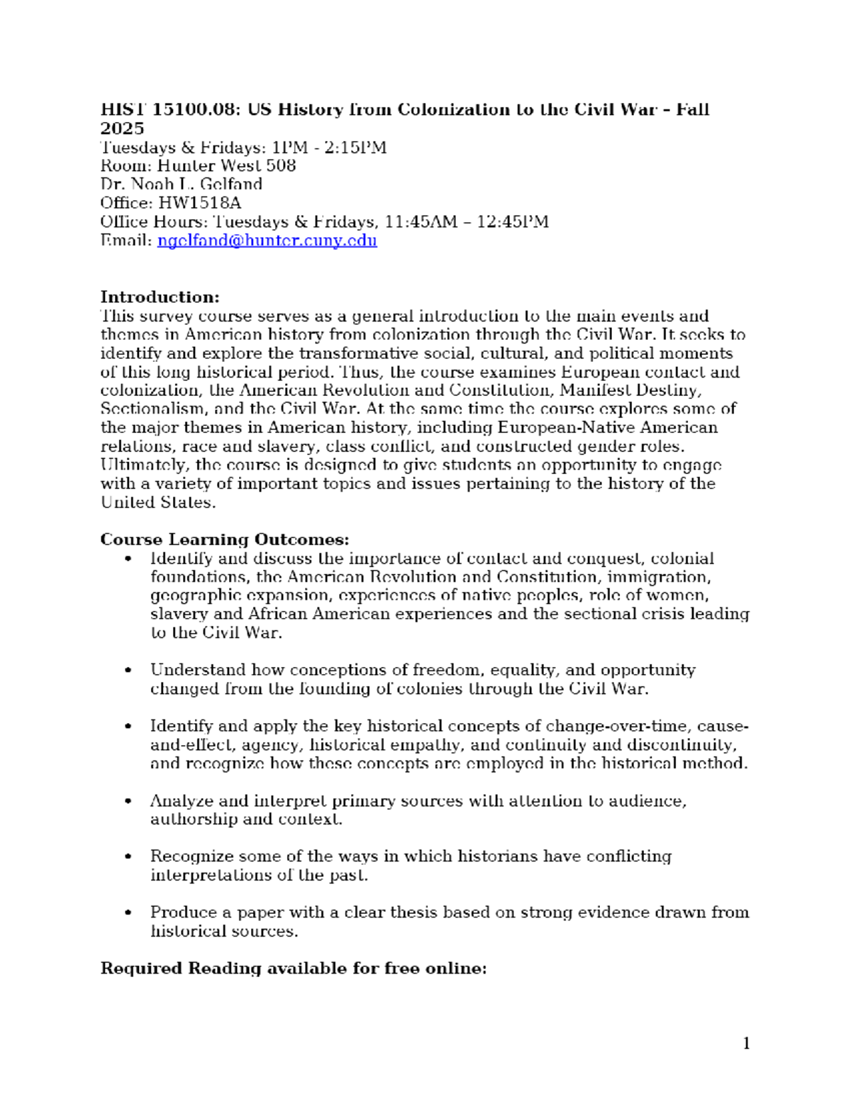 HIST 15100.08: Syllabus for US History from Colonization to Civil War ...