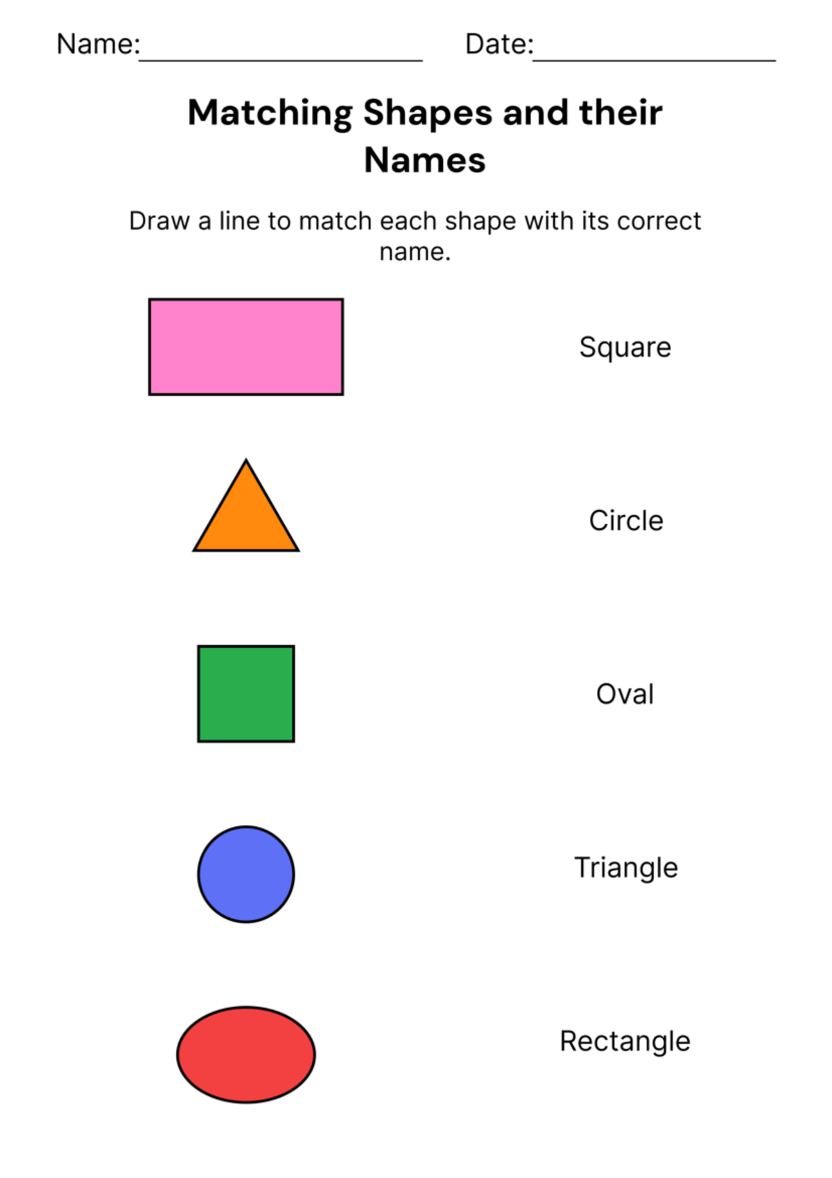 Matching Shapes with Their Names Worksheet – Version 2 - Name: Date ...