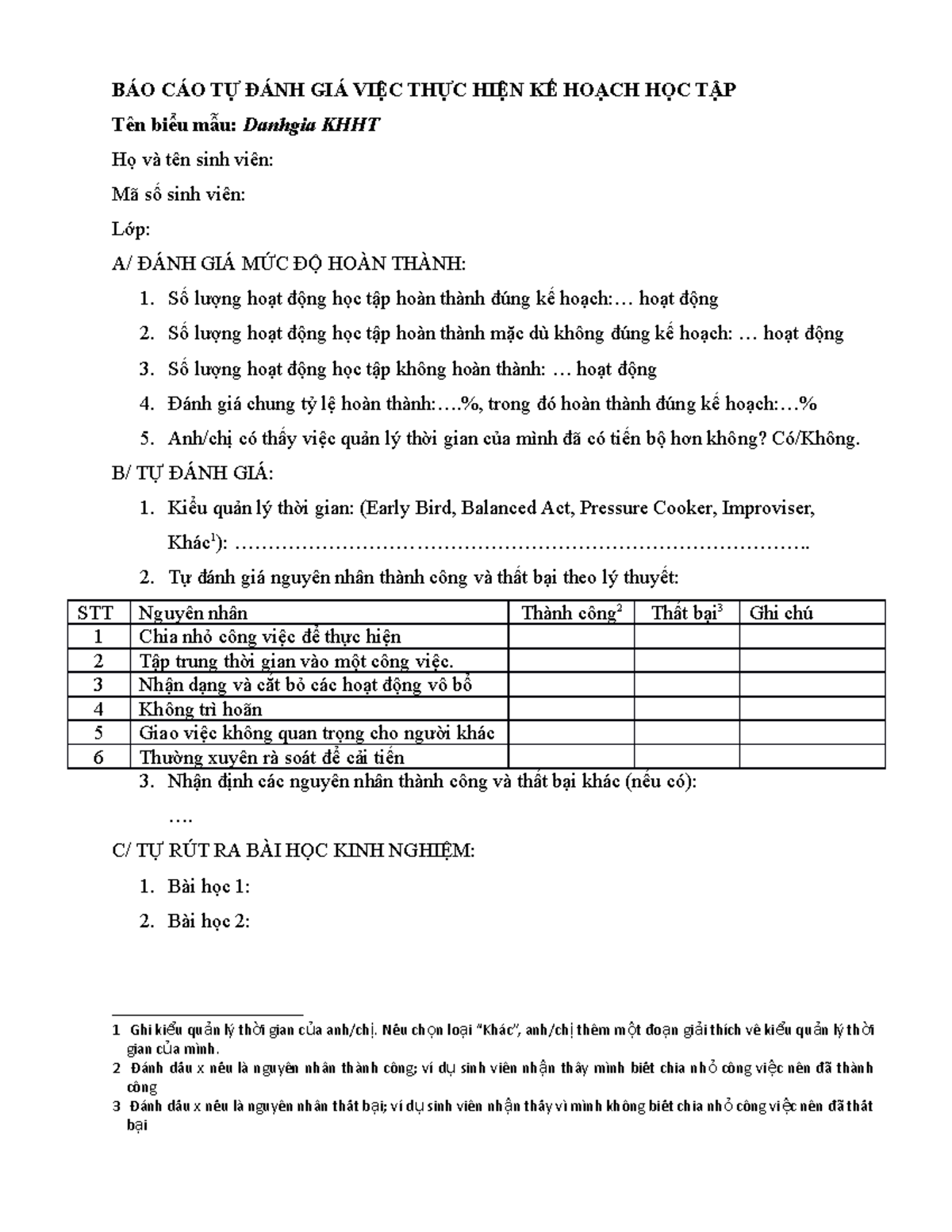 Danhgia KHHT - ... - BÁO CÁO TỰ ĐÁNH GIÁ VIỆC THỰC HIỆN KẾ HOẠCH HỌC ...