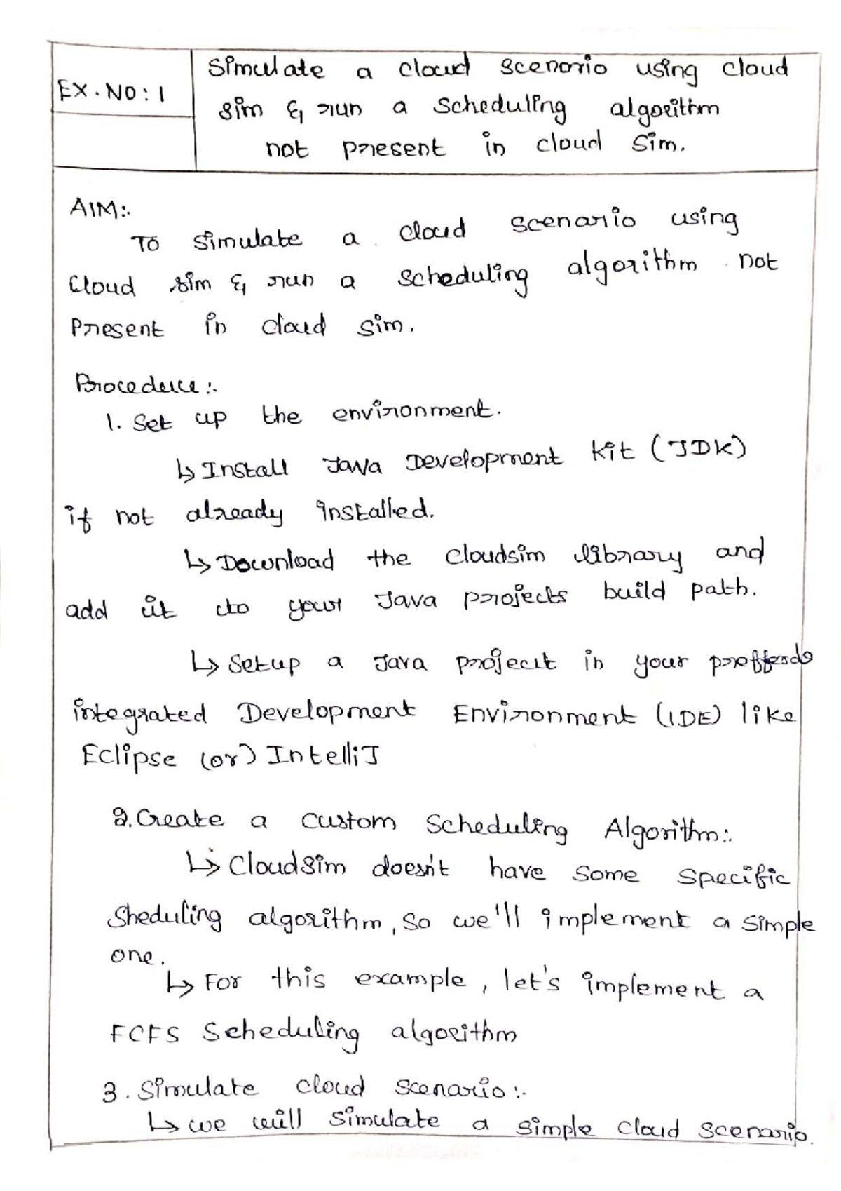 SPC - Cloud Simulation Techniques and Scheduling Algorithms Notes - Studocu