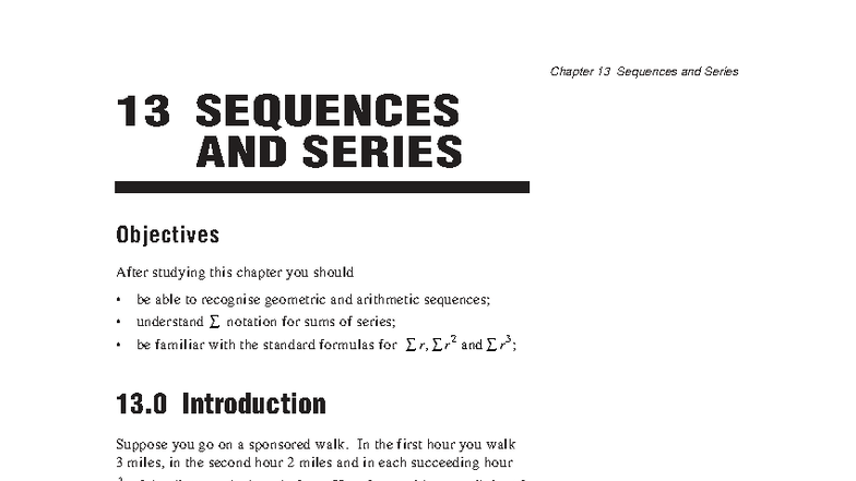 Chapter 13: Sequences and Series - Comprehensive Study Notes - Studocu