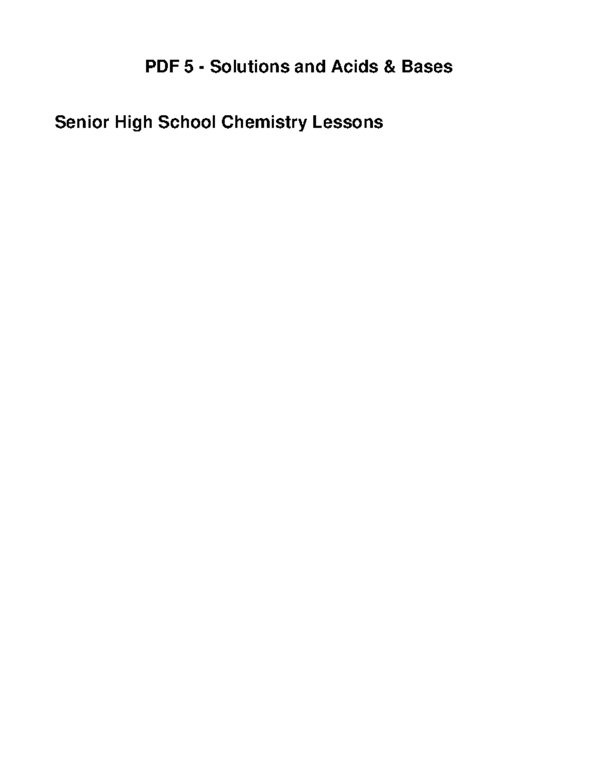 Chemistry PDF 5: Solutions, Acids, Bases & Key Concepts Review - Studocu