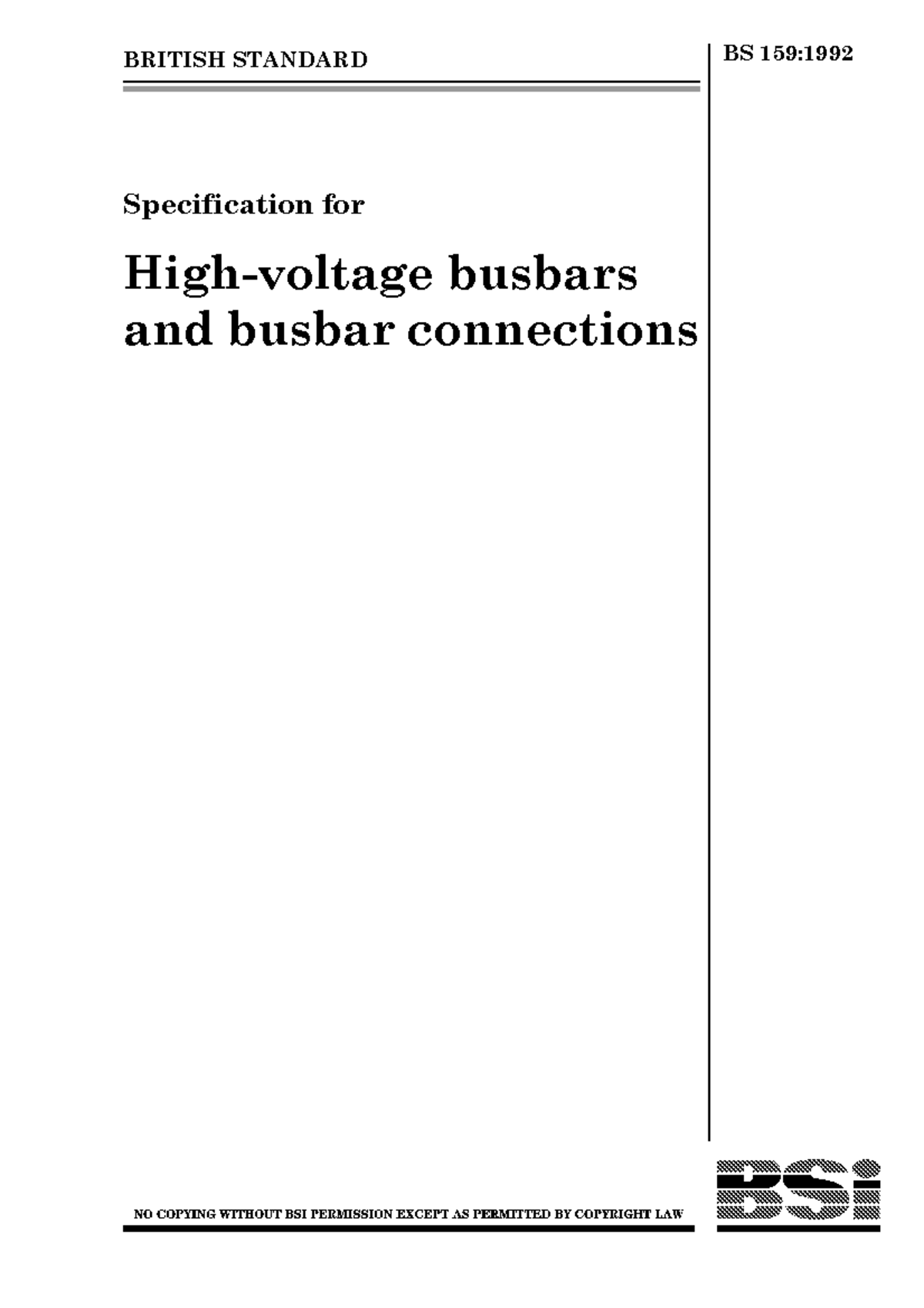 BS 159:1992 High-Voltage Busbars and Connections Specification - Studocu