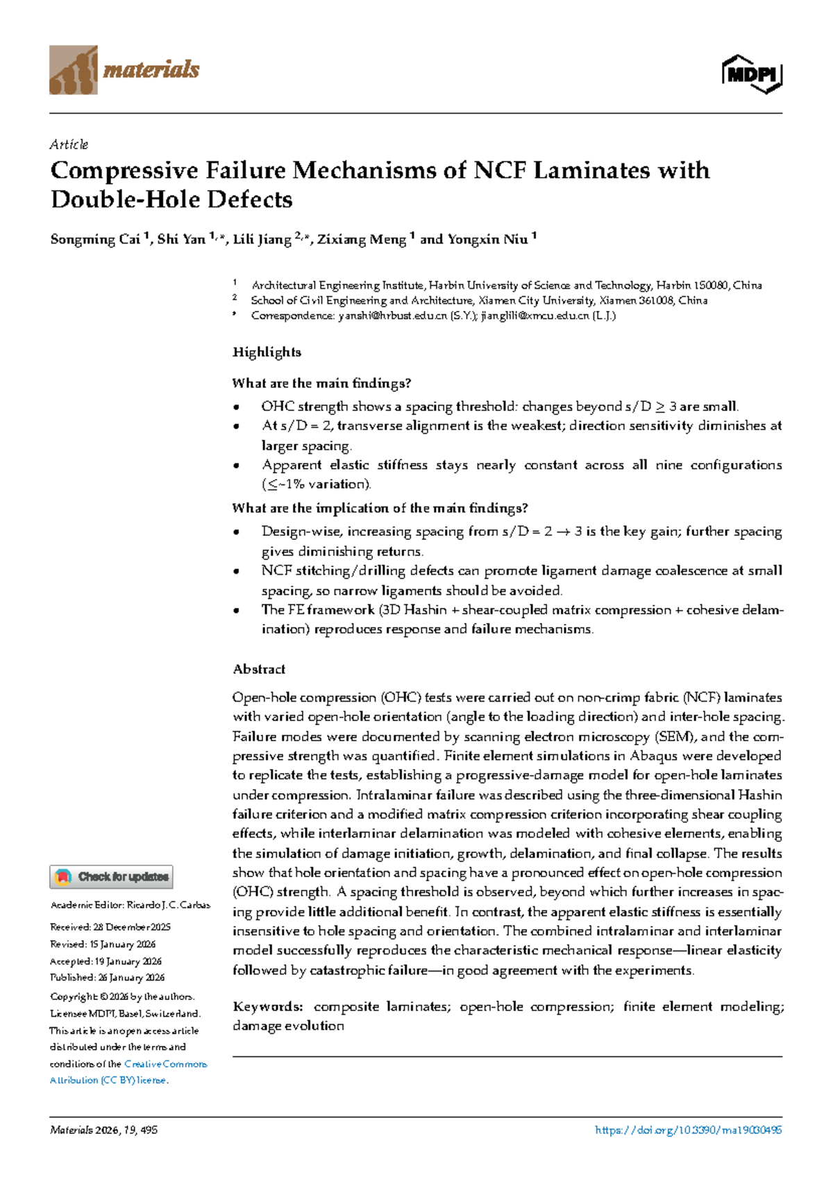 Compressive Failure Mechanisms of NCF Laminates with Defects: Insights ...