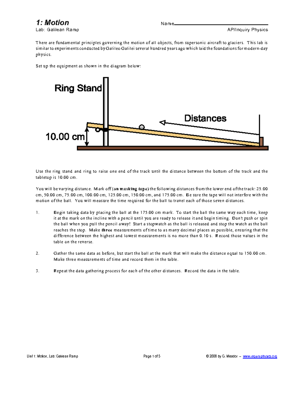 Annotated Lab Report: Galilean Ramp Experiment - AP Physics - Studocu