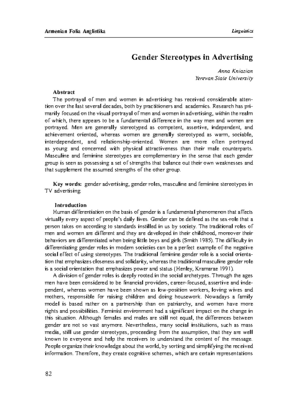 Gender Stereotypes in Advertising: Insights from Armenian Folia ...