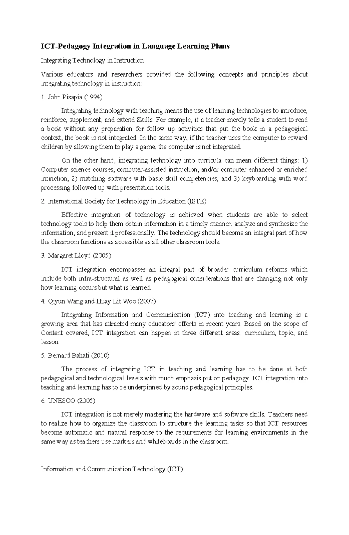 ICT Integration in Language Learning Plans: Frameworks & Strategies ...