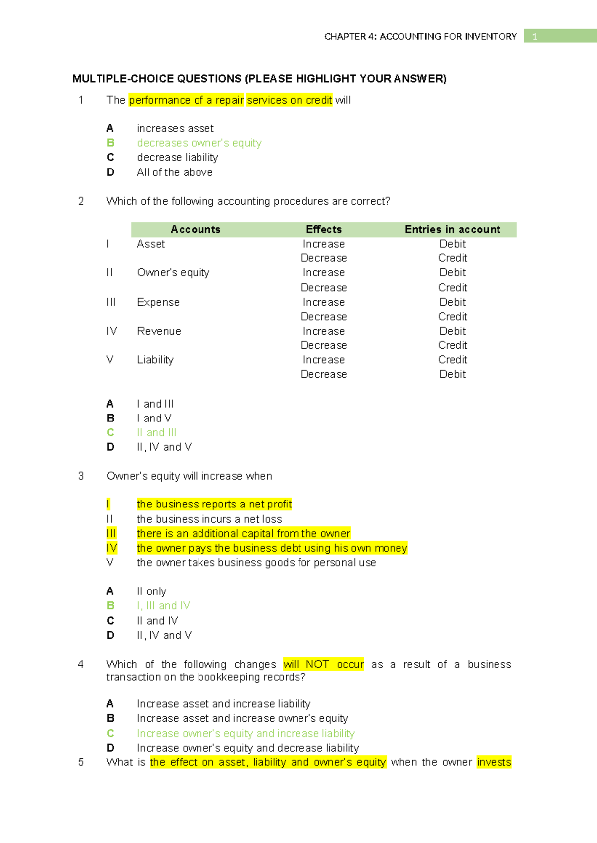 ACC117 CHAPTER 4: ACCOUNTING FOR INVENTORY TEXTBOOK QUESTIONS - Studocu