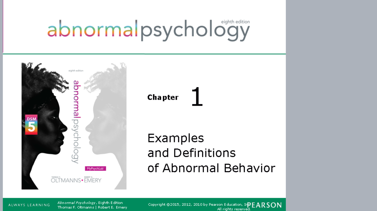 Chapter 1 Power point - Abnormal Psychology , Eighth Edition Thomas F ...