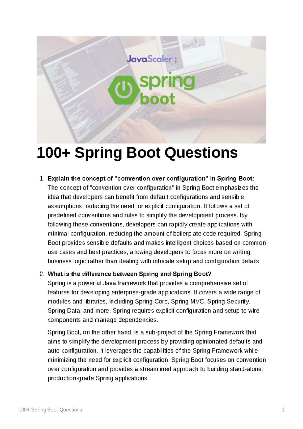 Java Spring Boot Interview Questions and Answers 📘 - 100+ Spring Boot ...