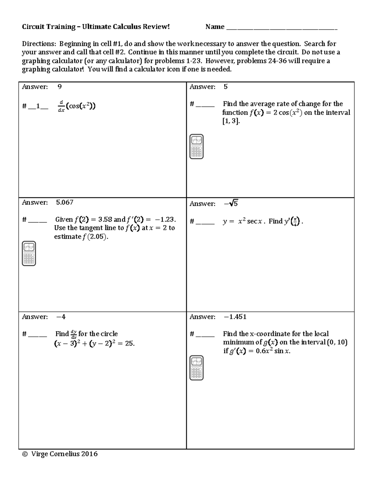 Circuit Training: Ultimate Calculus Review (MATH 101) - Studocu