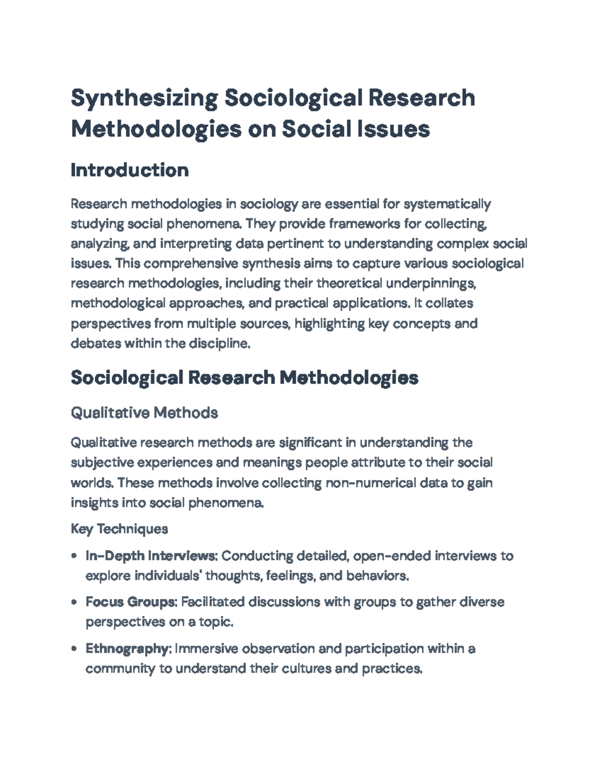 Sociological Research Methodologies: Insights and Applications ...