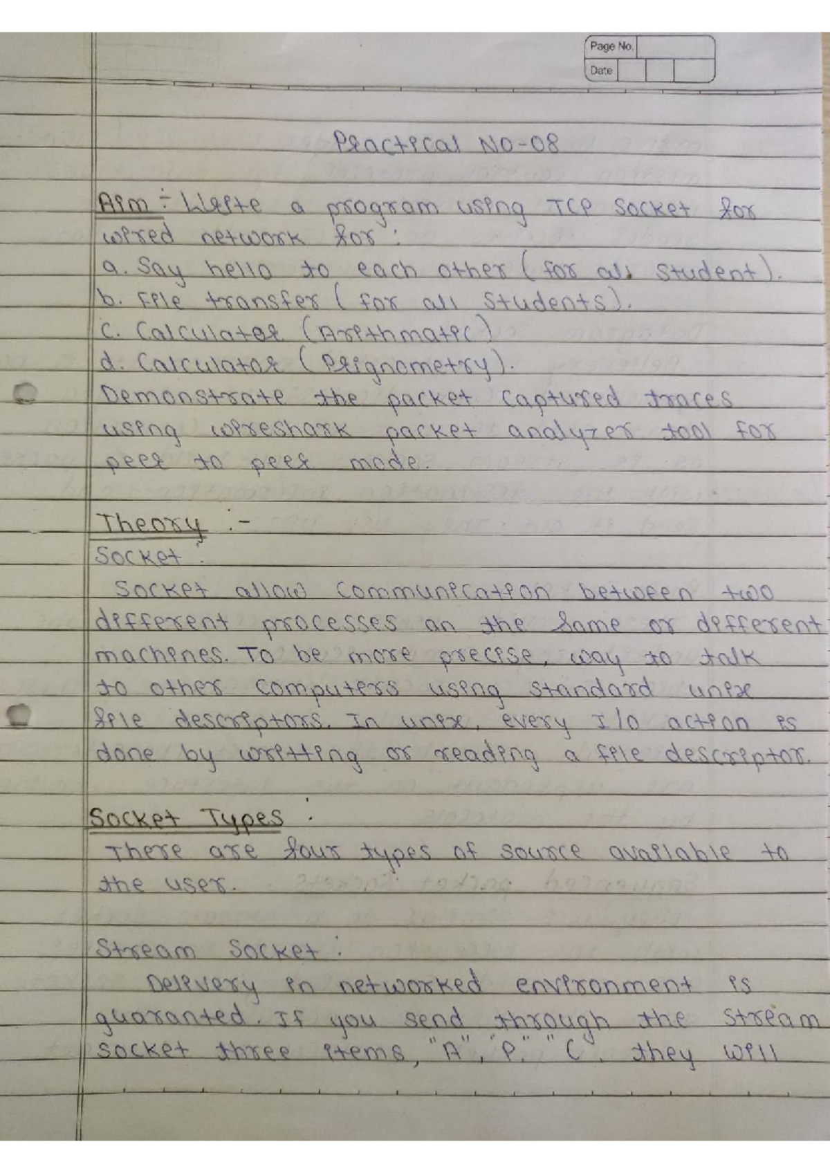 CNS Practical 8 & 9: TCP Socket Programming and UDP Overview - Studocu