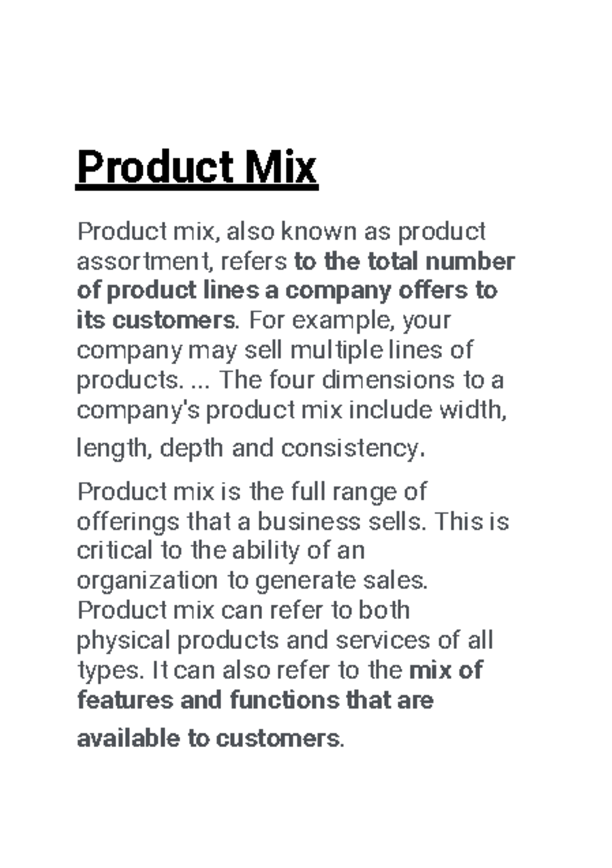 Product Mix - Product Mix Product mix, also known as product assortment ...