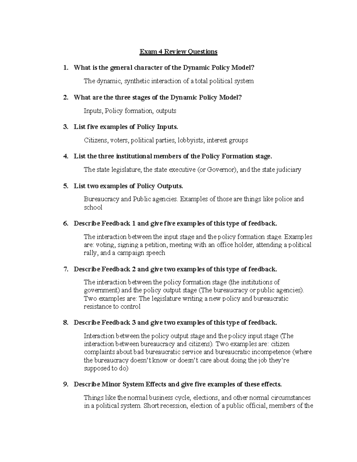 Exam 4 Review Questions on the Dynamic Policy Model - Studocu