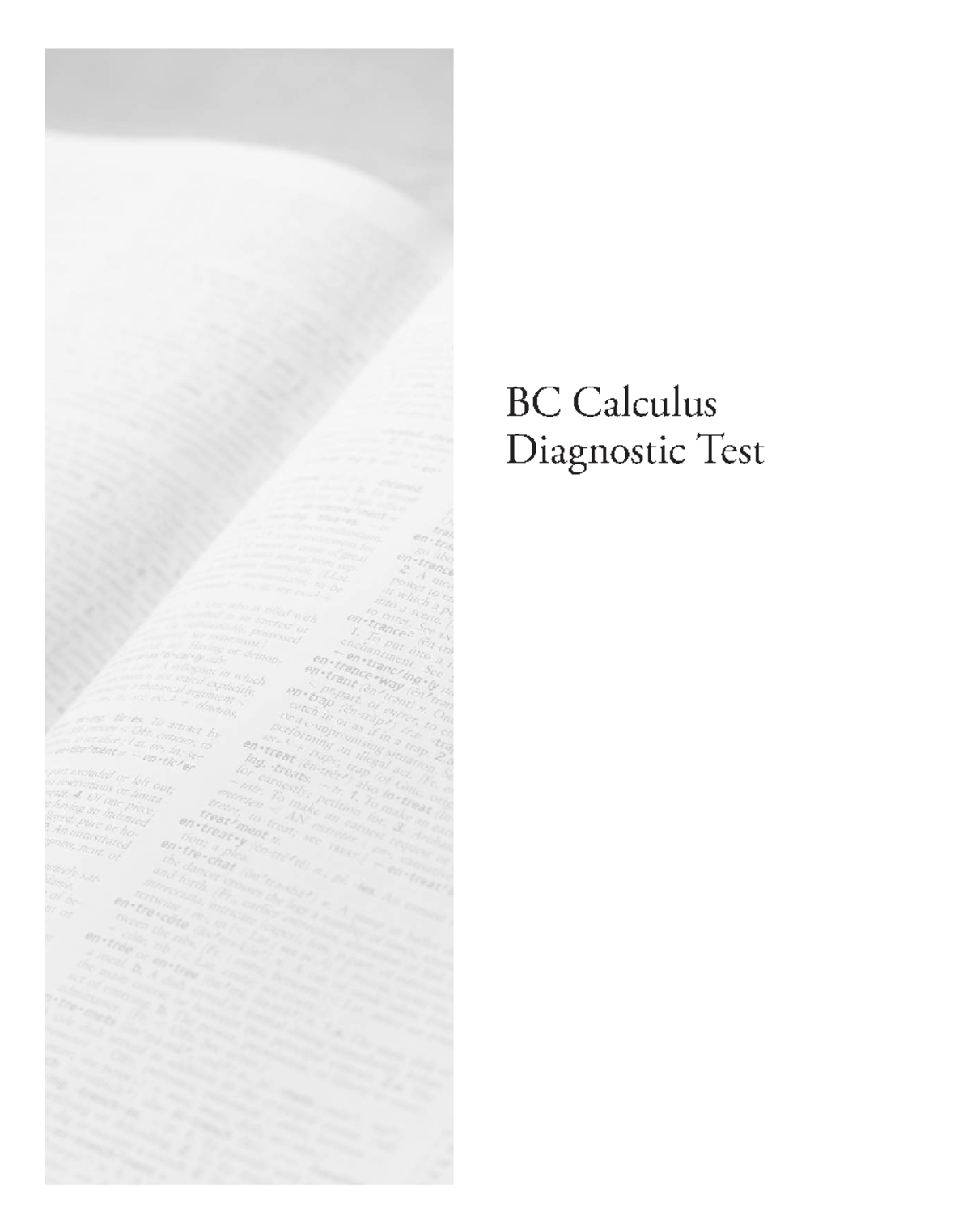 Bc Calculus Diagnostic Test Exam Questions And Instructions Studocu