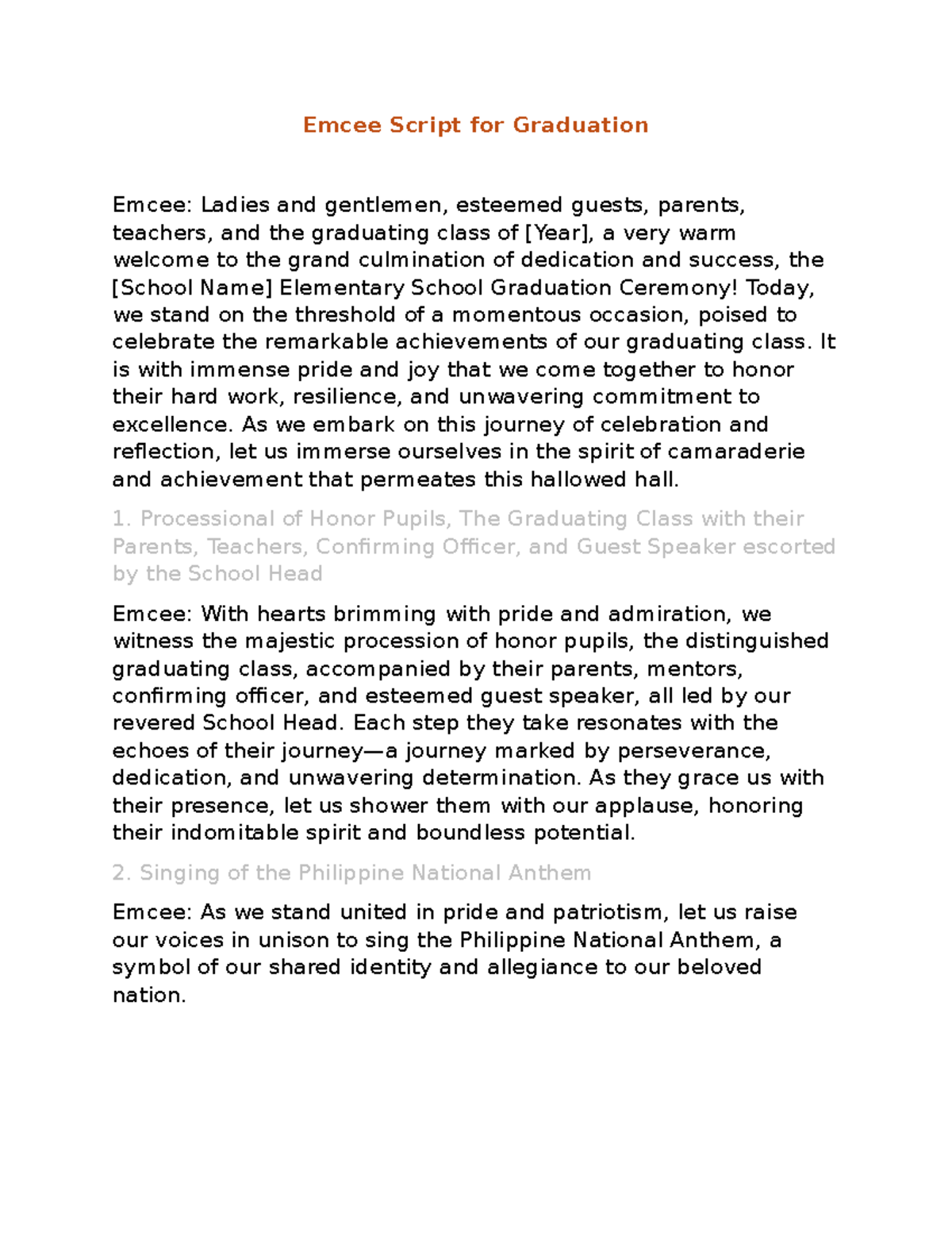 Emcee Scriptfor Graduation - Emcee Script for Graduation Emcee: Ladies ...