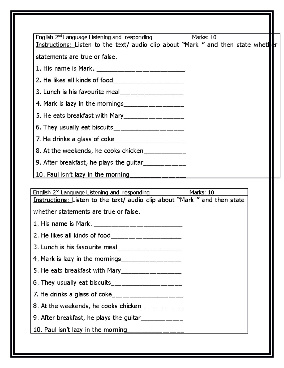 Listening Activities for Grades 4-7: English 2nd Language - Studocu