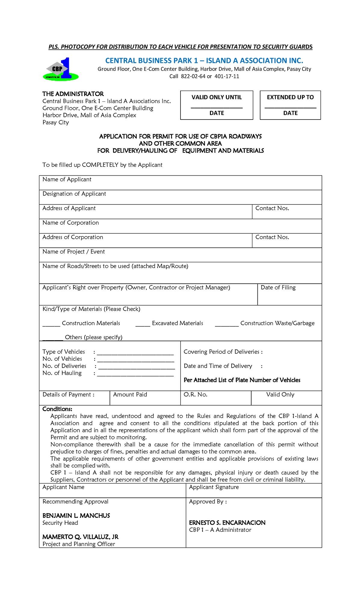 CBP1A - Delivery and Hauling Permit Application Form Guide - Studocu