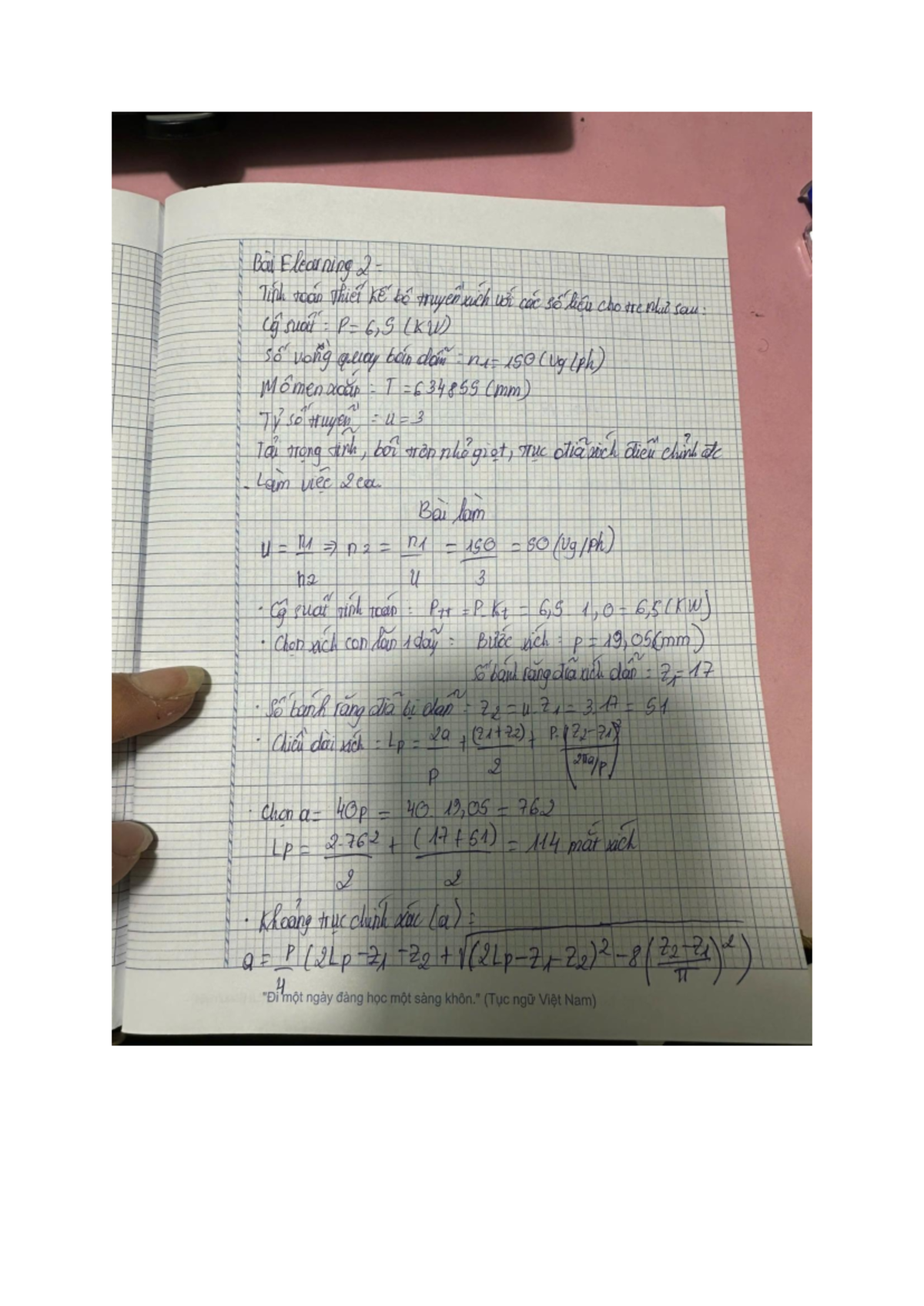 Bai Elearning 2: Tinh Toan Thier KE Be Truyen Xuch Al 50'licu - Studocu