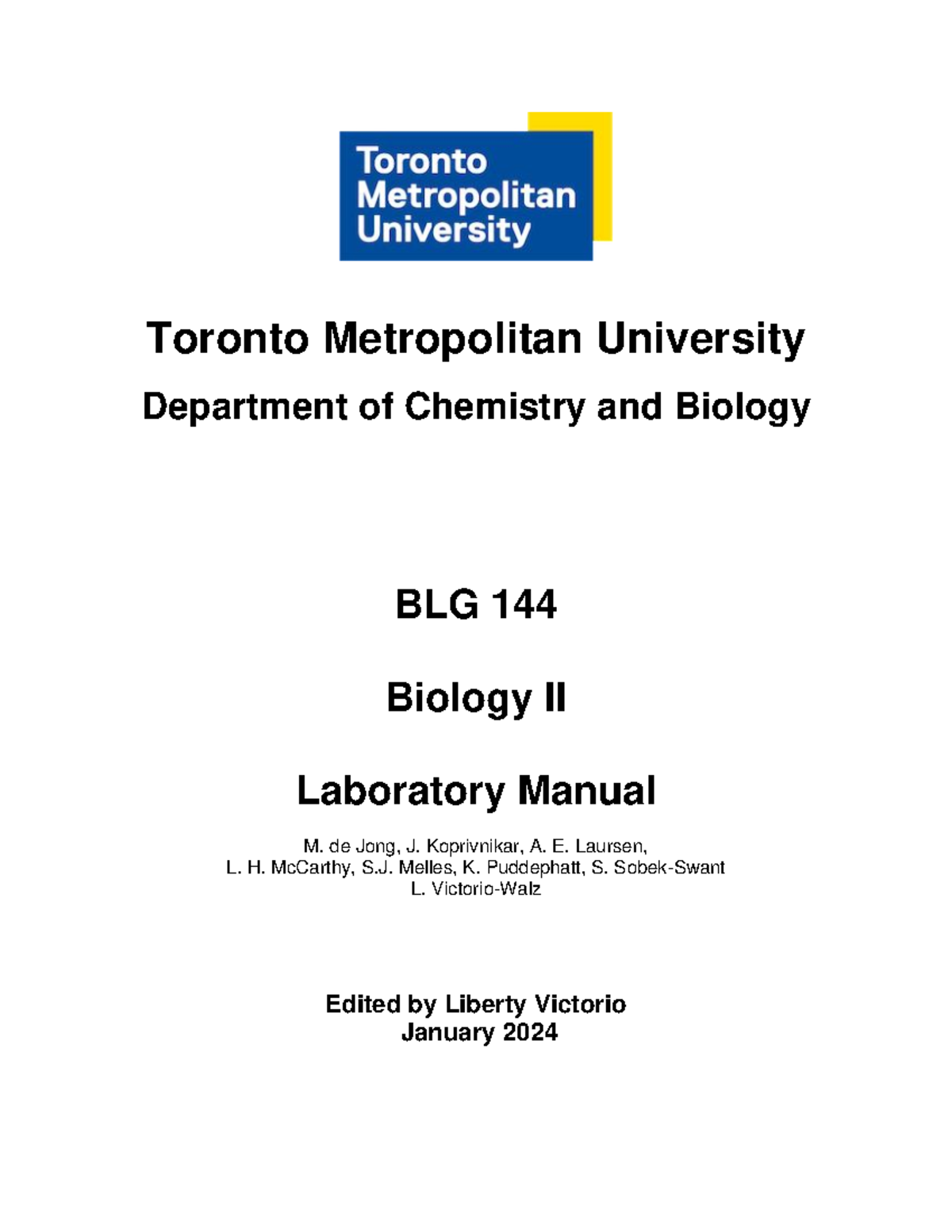 BLG144 Biology II Laboratory Manual - Winter 2024 Edition - Studocu