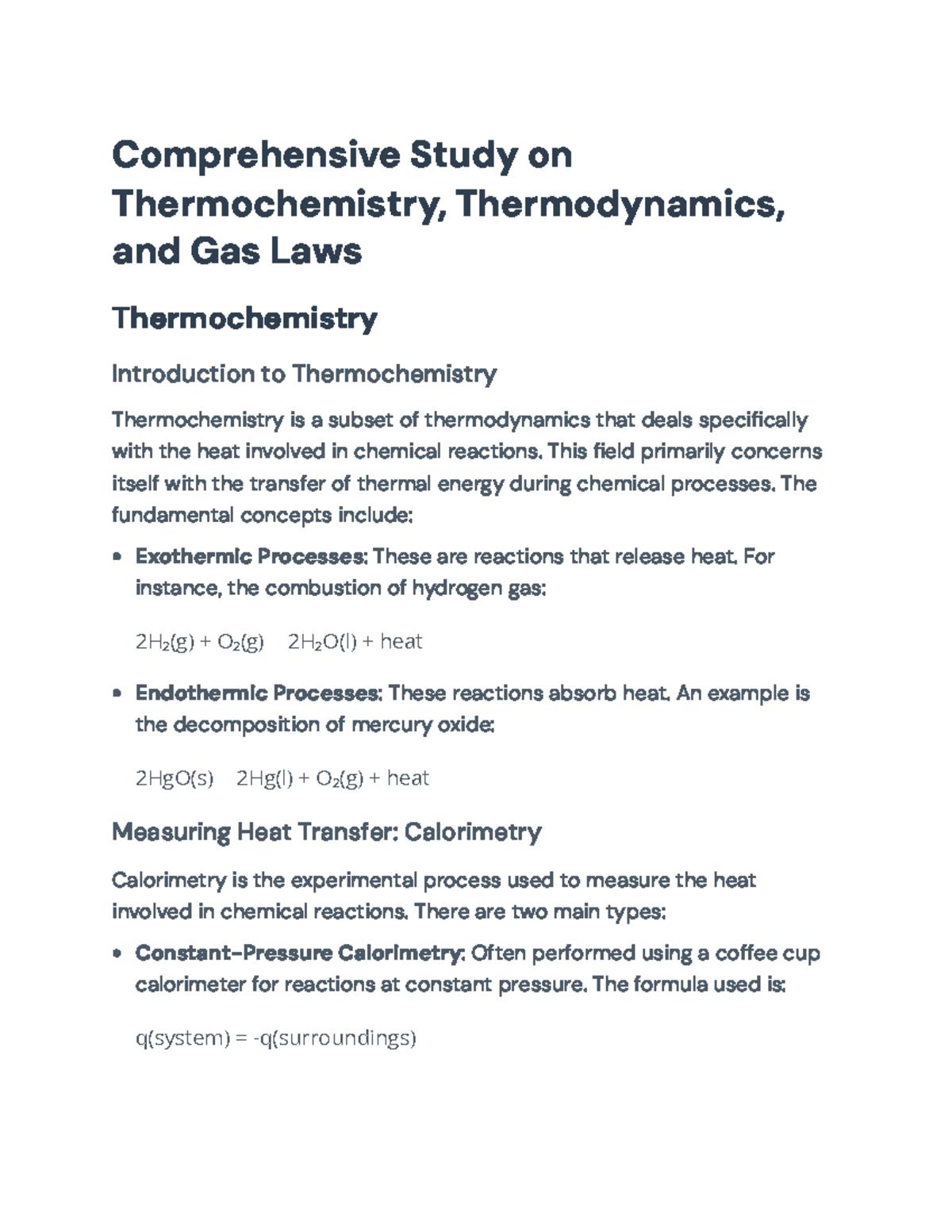 Comprehensive Overview of THERMO 101: Thermochemistry & Gas Laws ...