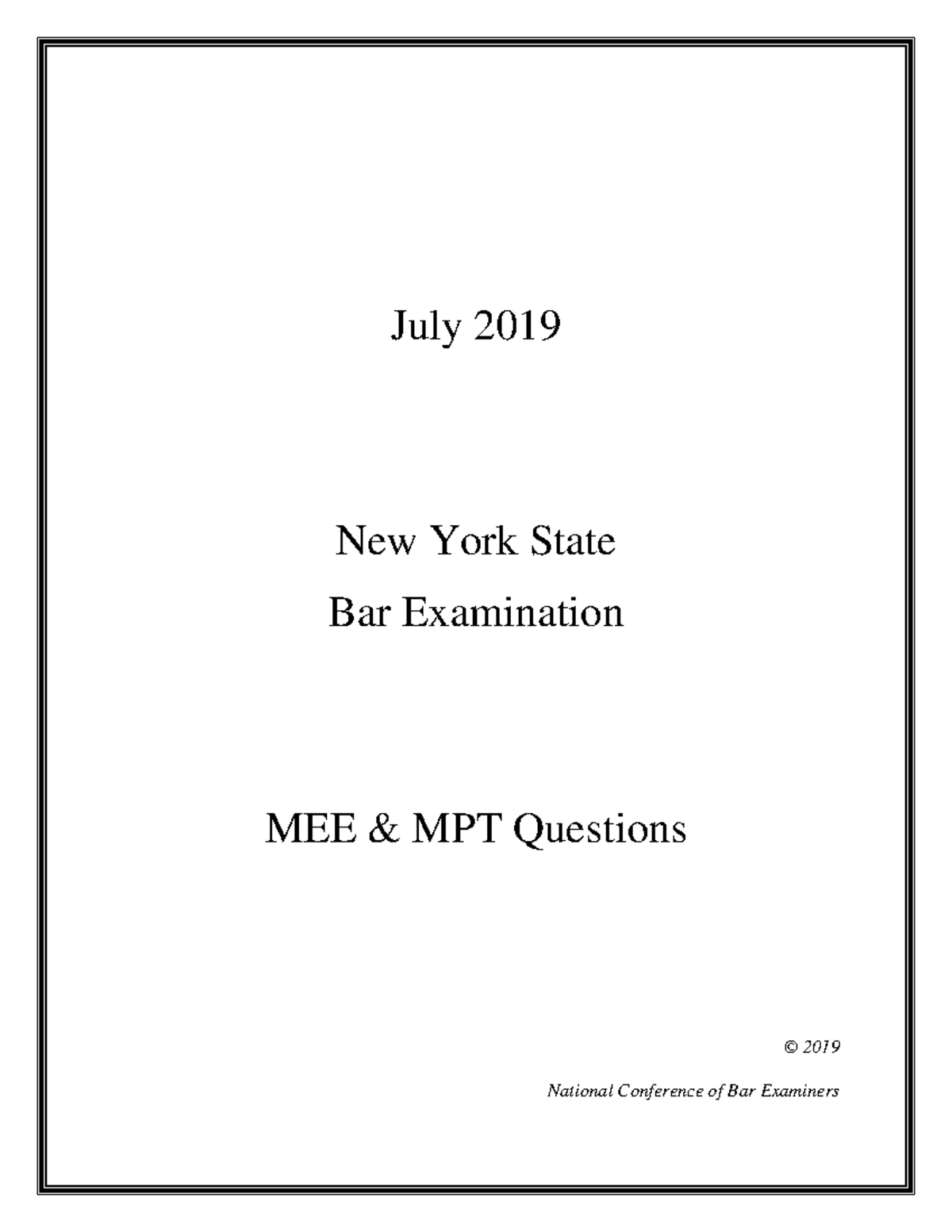JULY 2019 NY Bar Exam - Sample Essay Questions and Answers - Studocu