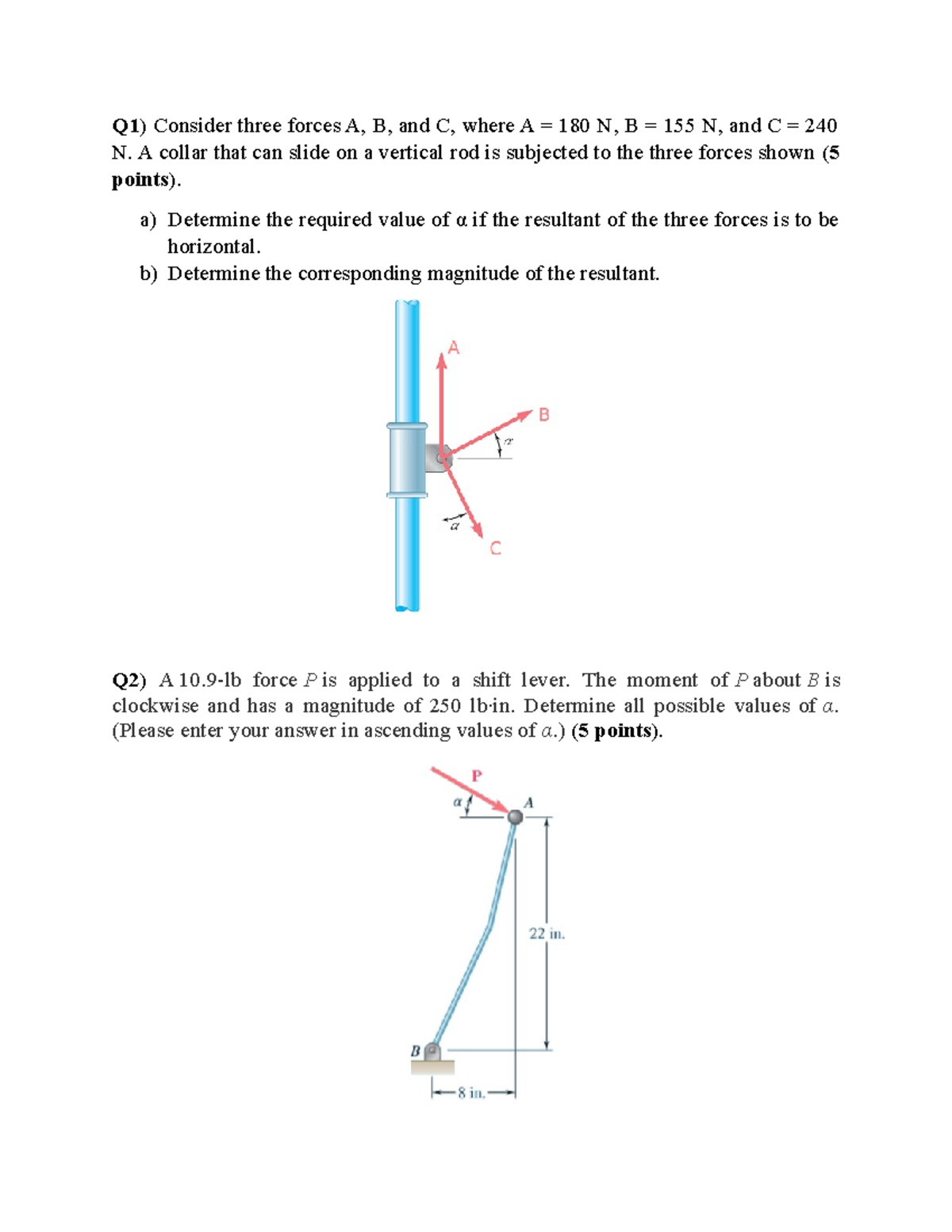 Assignment 1: Ch 2 & 3 Practice Qs on Forces and Moments - Studocu