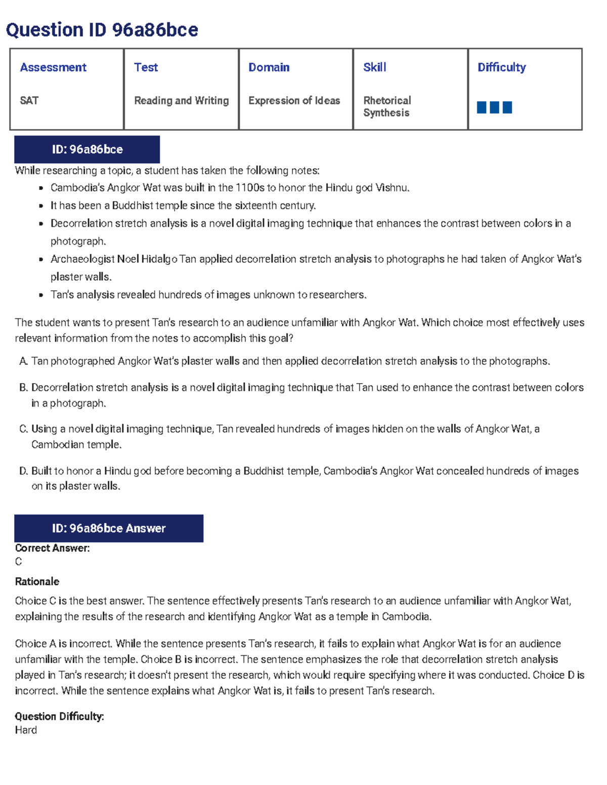 SAT Reading and Writing Expression of Ideas Assessment Test Notes - Studocu