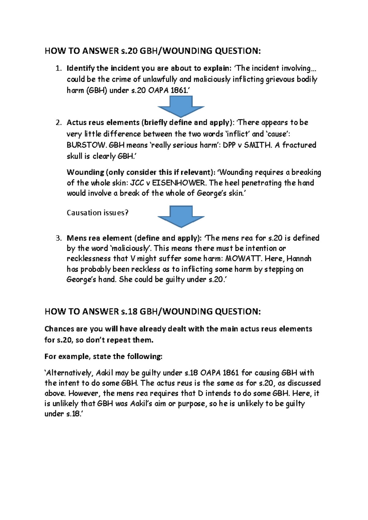 HOW TO Answer S.20 & S.18 OAPA 1861: Key Elements Explained - Studocu