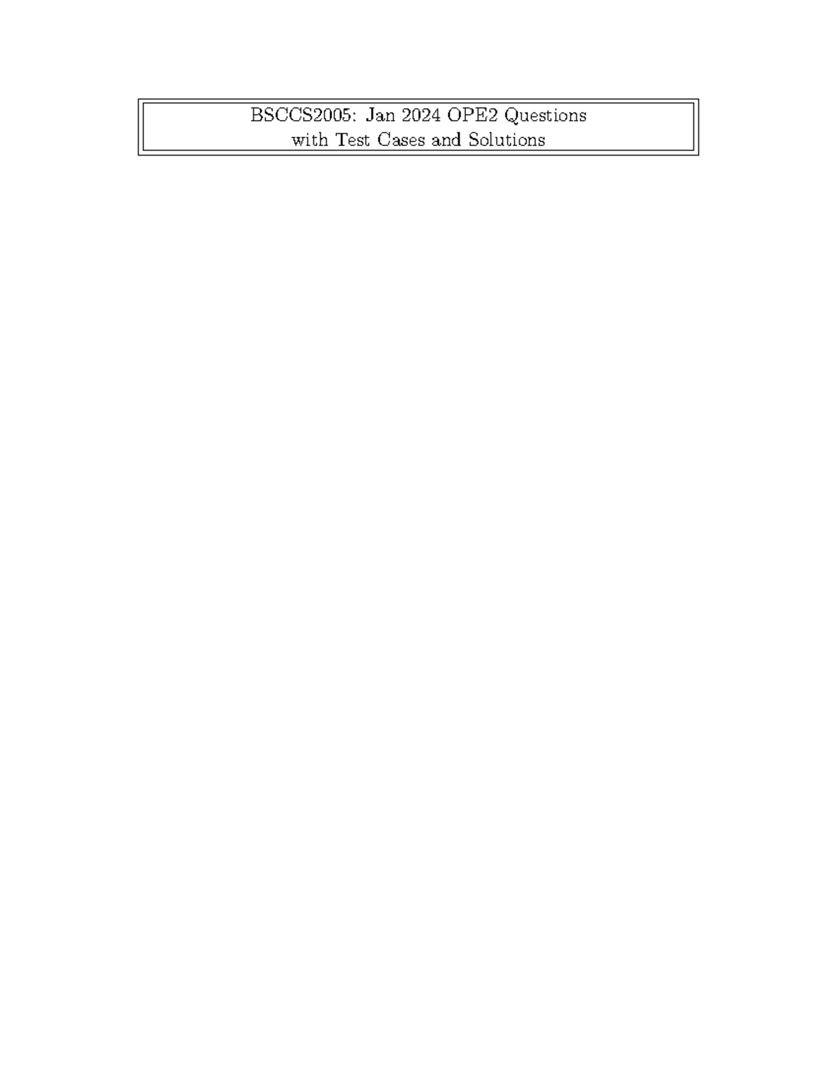 BSCCS2005: Jan 2024 OPE2 Revision - Java Programming Questions with Solutions - Studocu