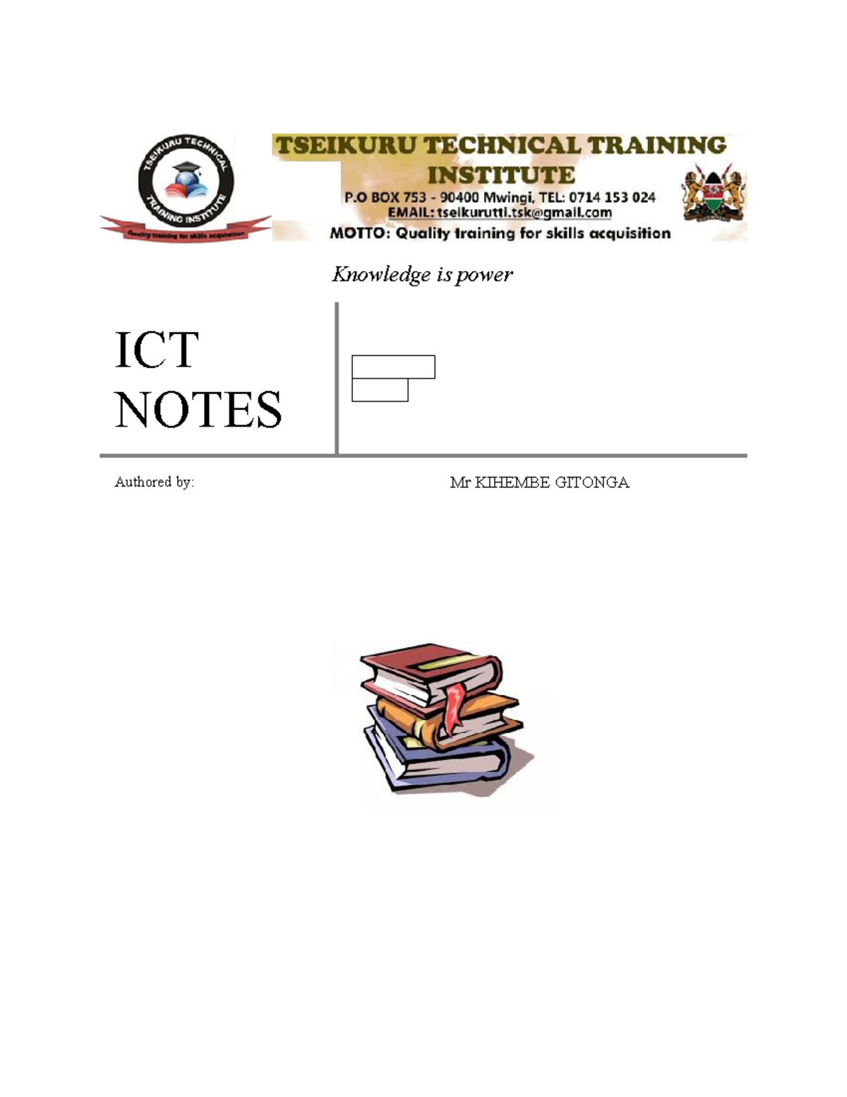 ICT Notes Final COPY - introduction to ict - Knowledge is power ICT ...