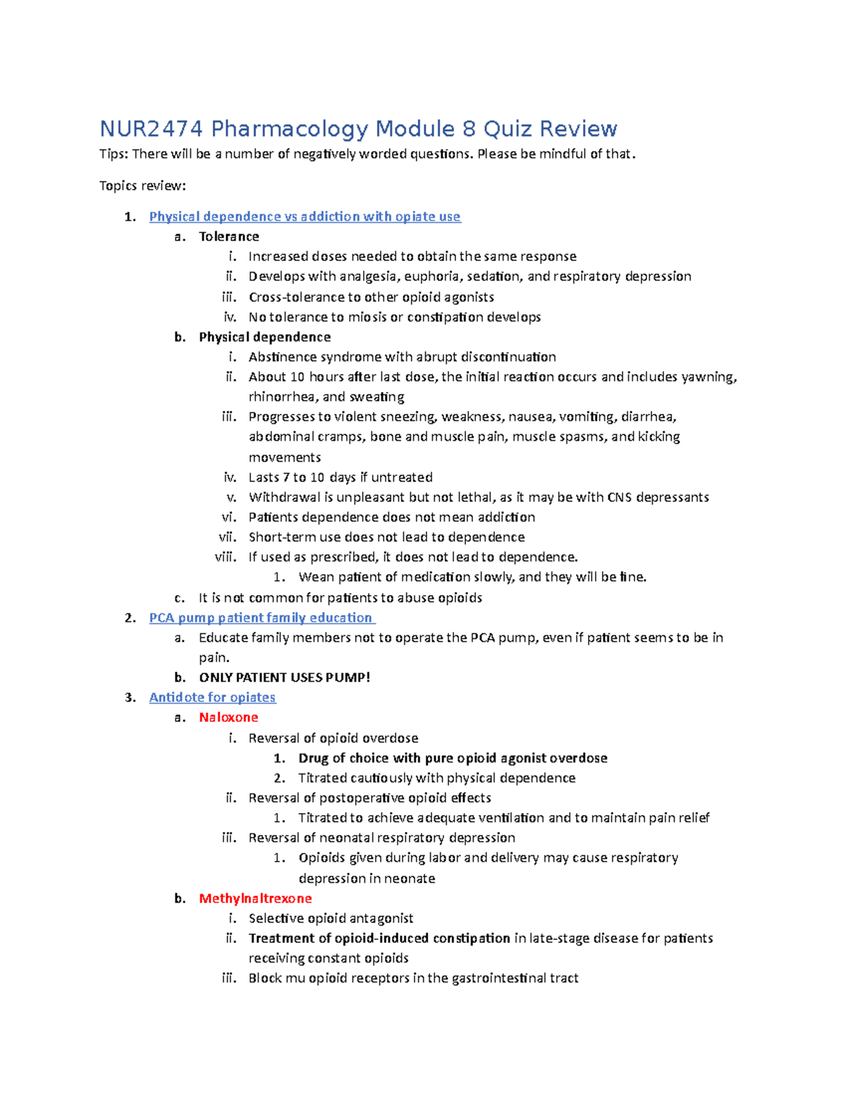 NUR2474 Pharmacology Module 8 Quiz Review - Please be mindful of that ...