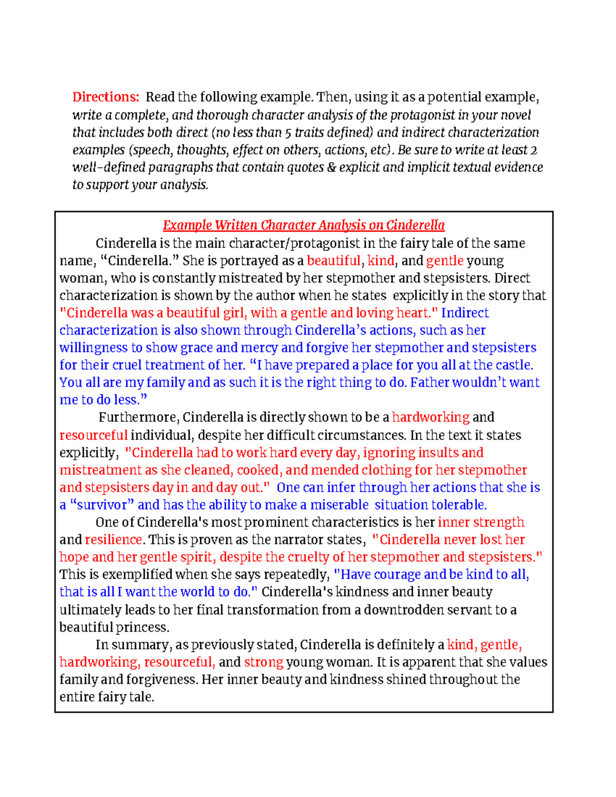 Copy of Character Analysis implicit & explicit Writing Activity ...