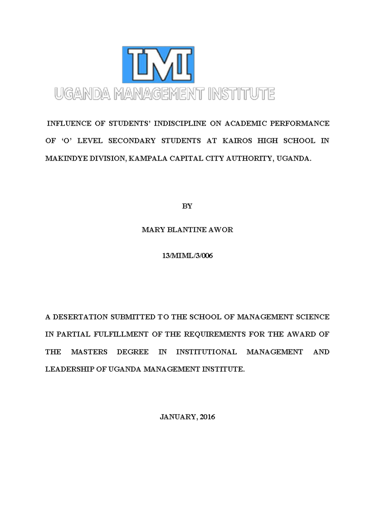 Title: The Impact of Students' Indiscipline on Academic Performance: A ...