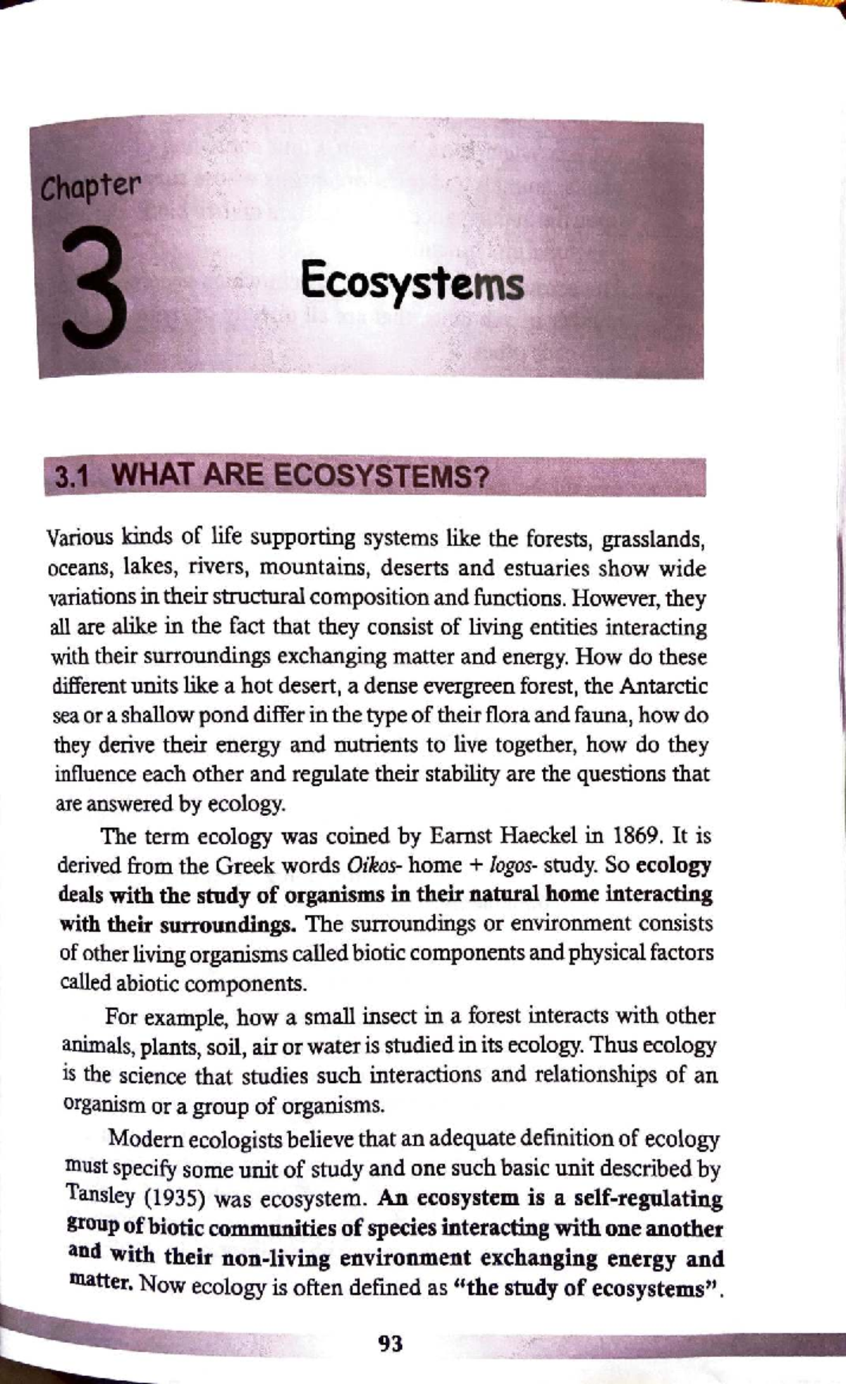 Chapter 3: Ecosystems - Understanding Their Structure and Function - Studocu