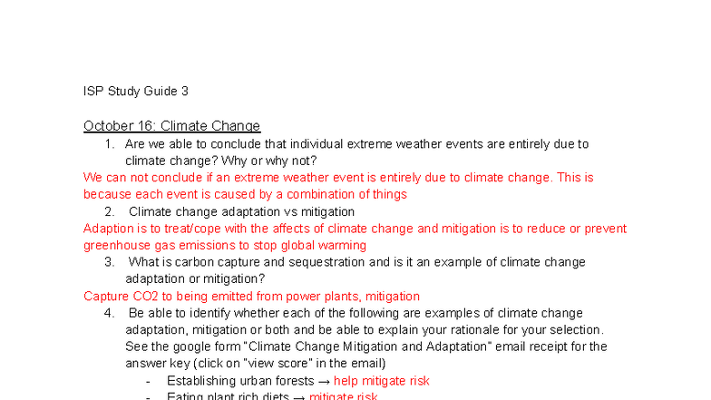 ISP Study Guide: Climate Change, Hurricanes, Tornados & Floods - Studocu