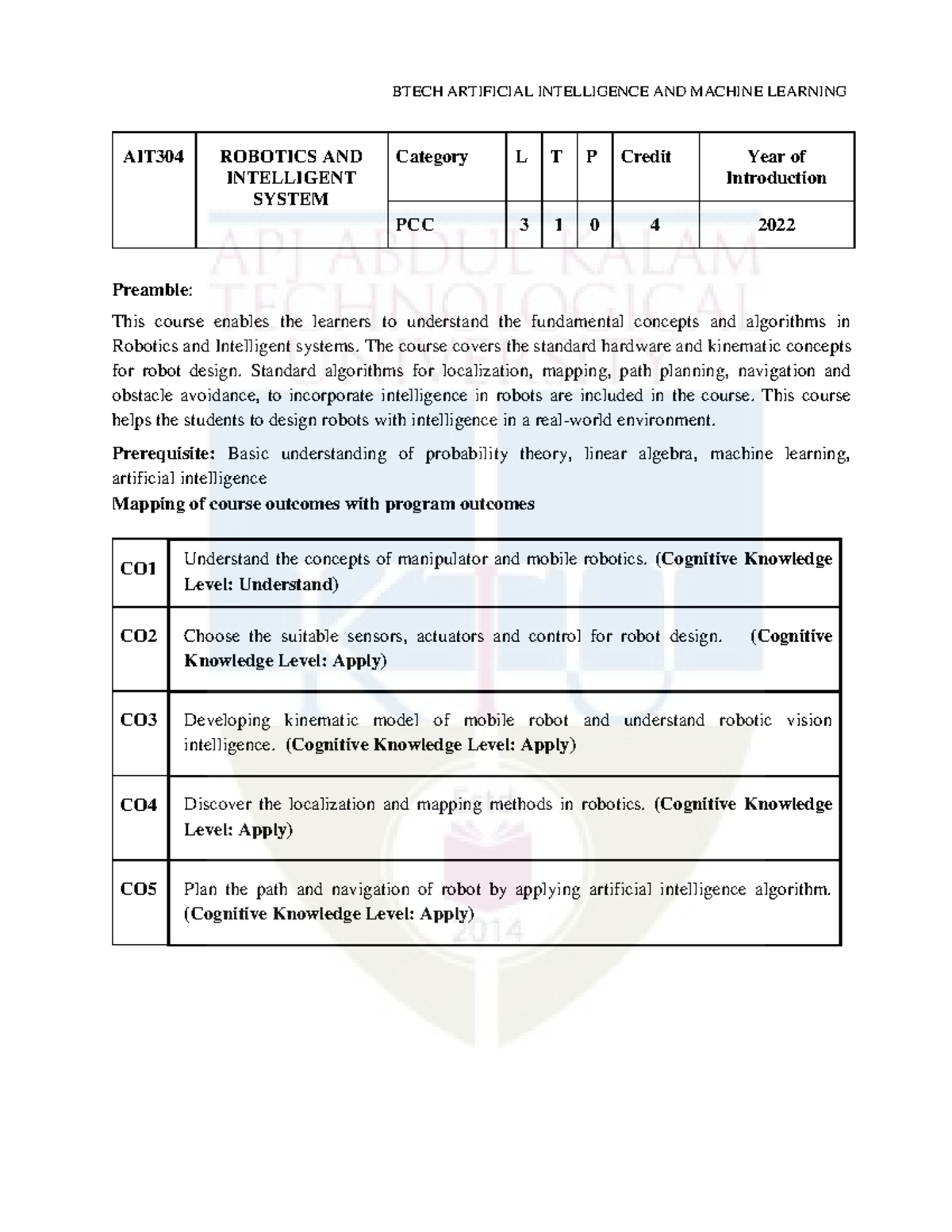 BTECH AIT304 Final Exam Notes: Robotics and Intelligent Systems - Studocu