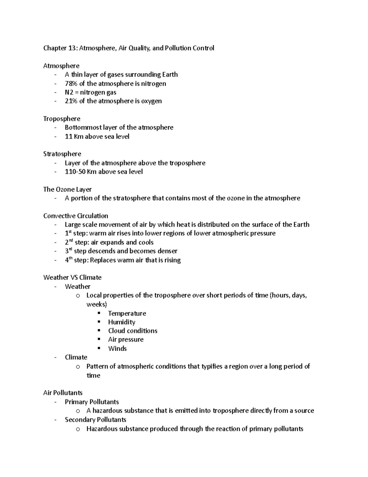 Environmental Issues Chapter 13: Atmosphere, Air Quality & Pollution ...
