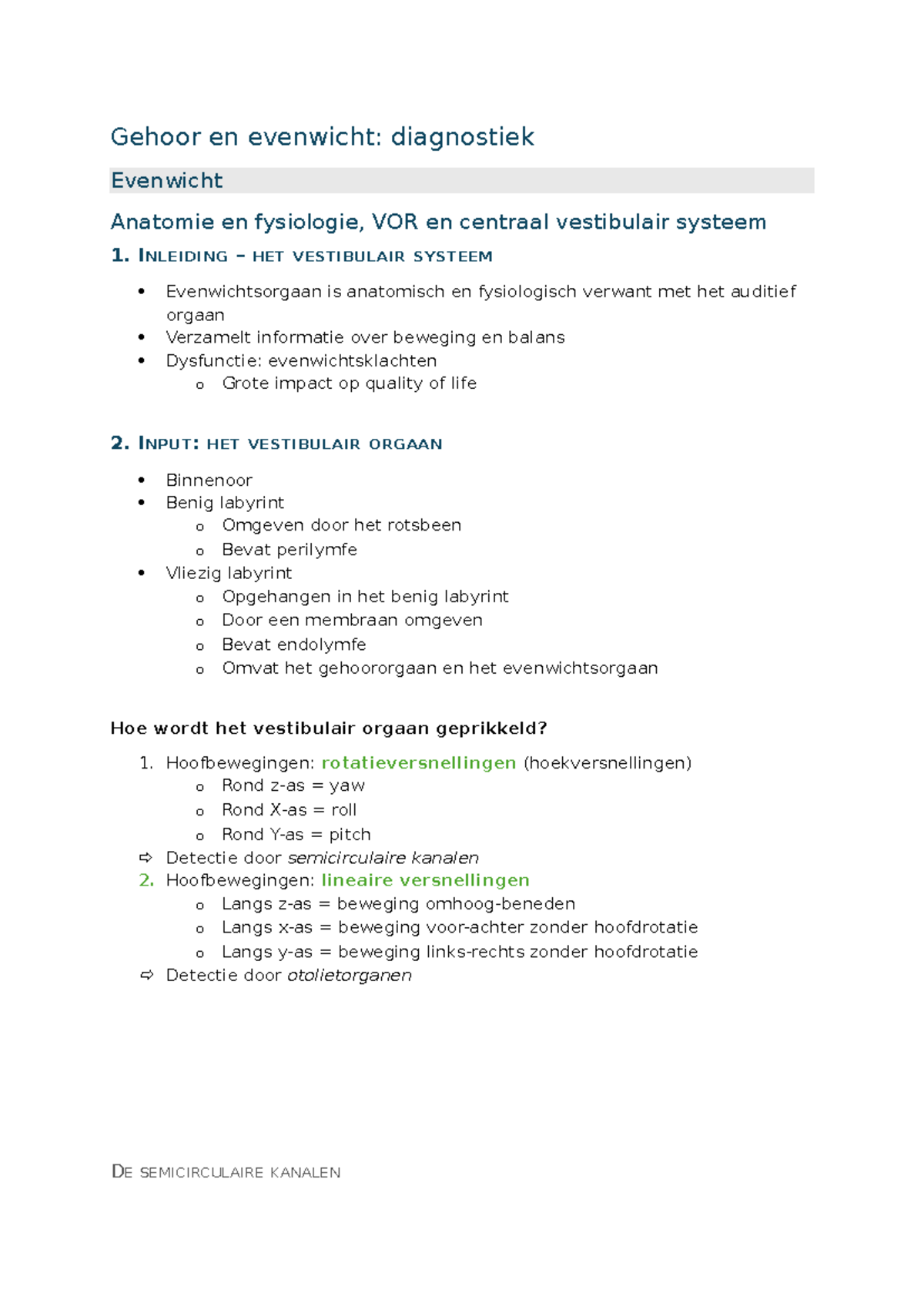 Gehoor en Evenwicht Diagnostiek: Anatomie en Fysiologie van het ...