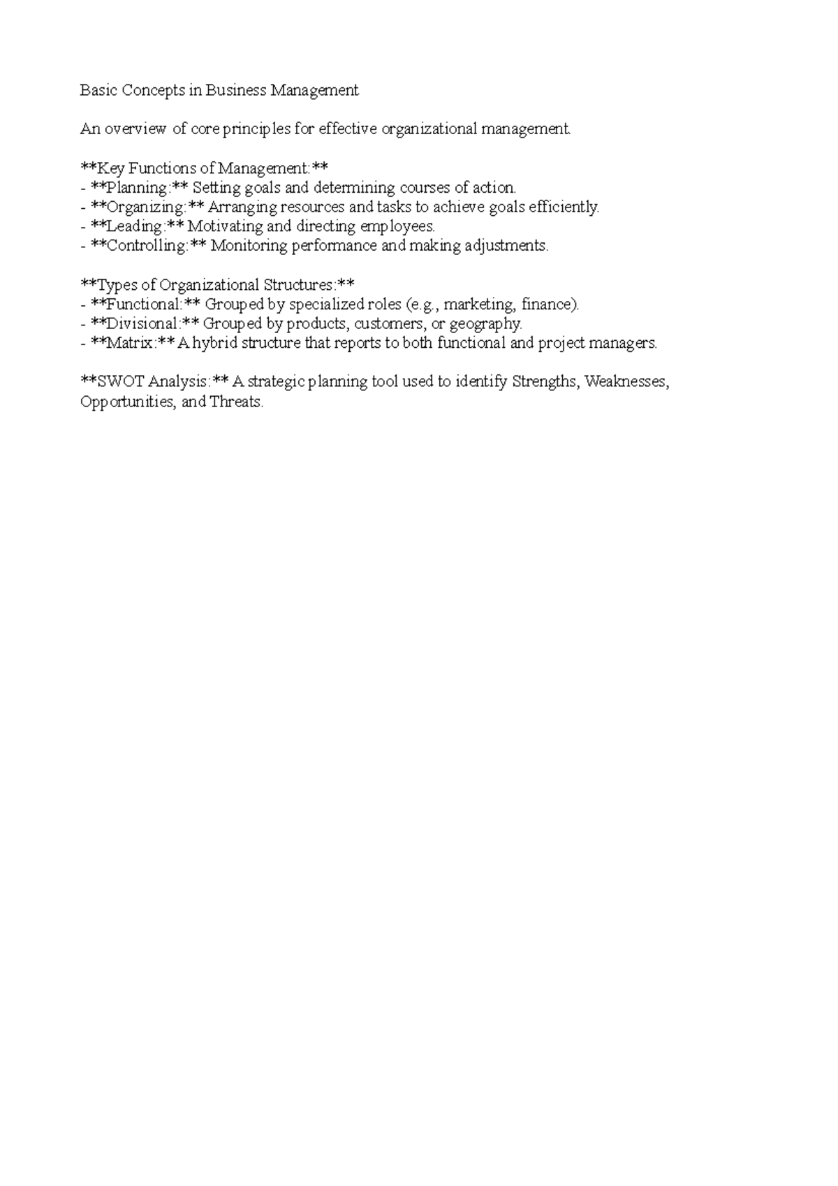 Business Management Fundamentals - Basic Concepts in Business ...