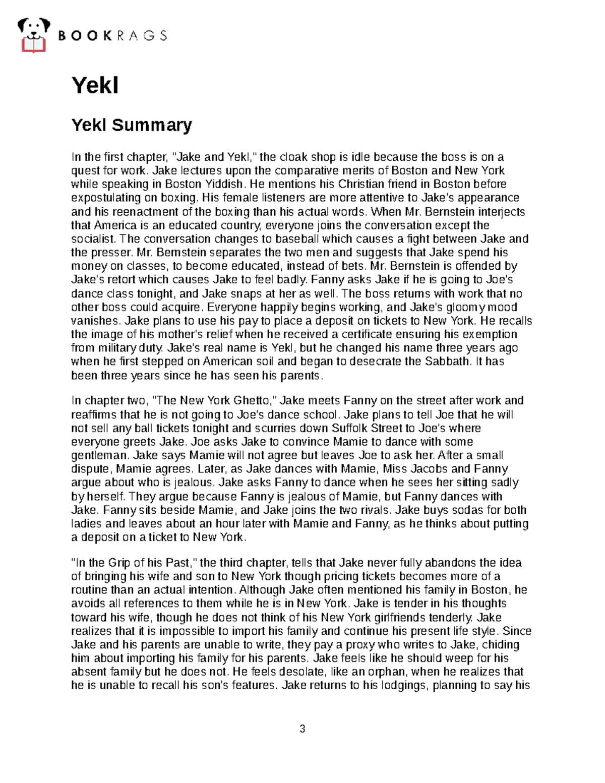 Yekl-and-the-imported-bridegroom-studyguide 3 - Yekl Yekl Summary In ...